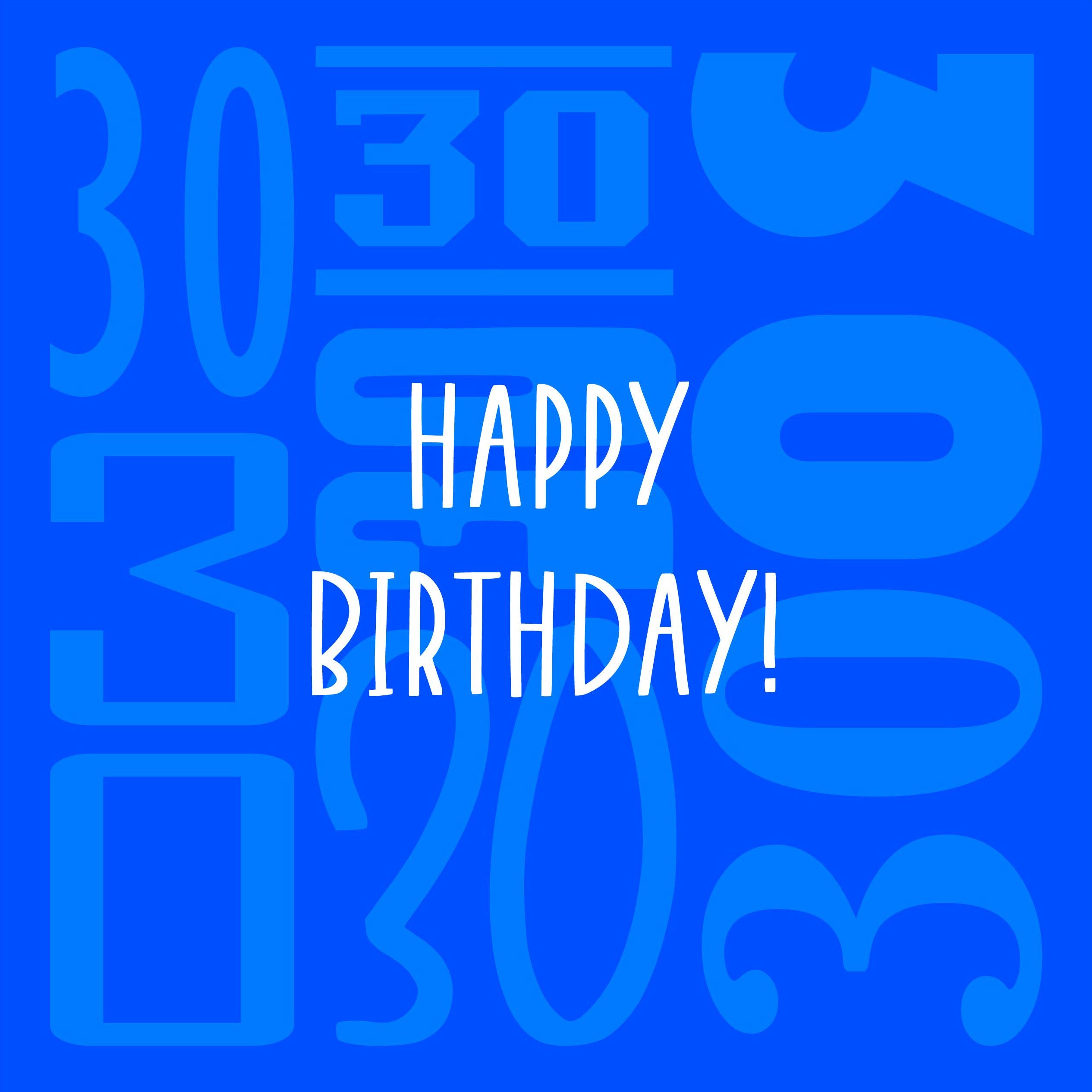 Happy 30th Birthday Blue Background Confetti-exploding Greetings Card – Boomf