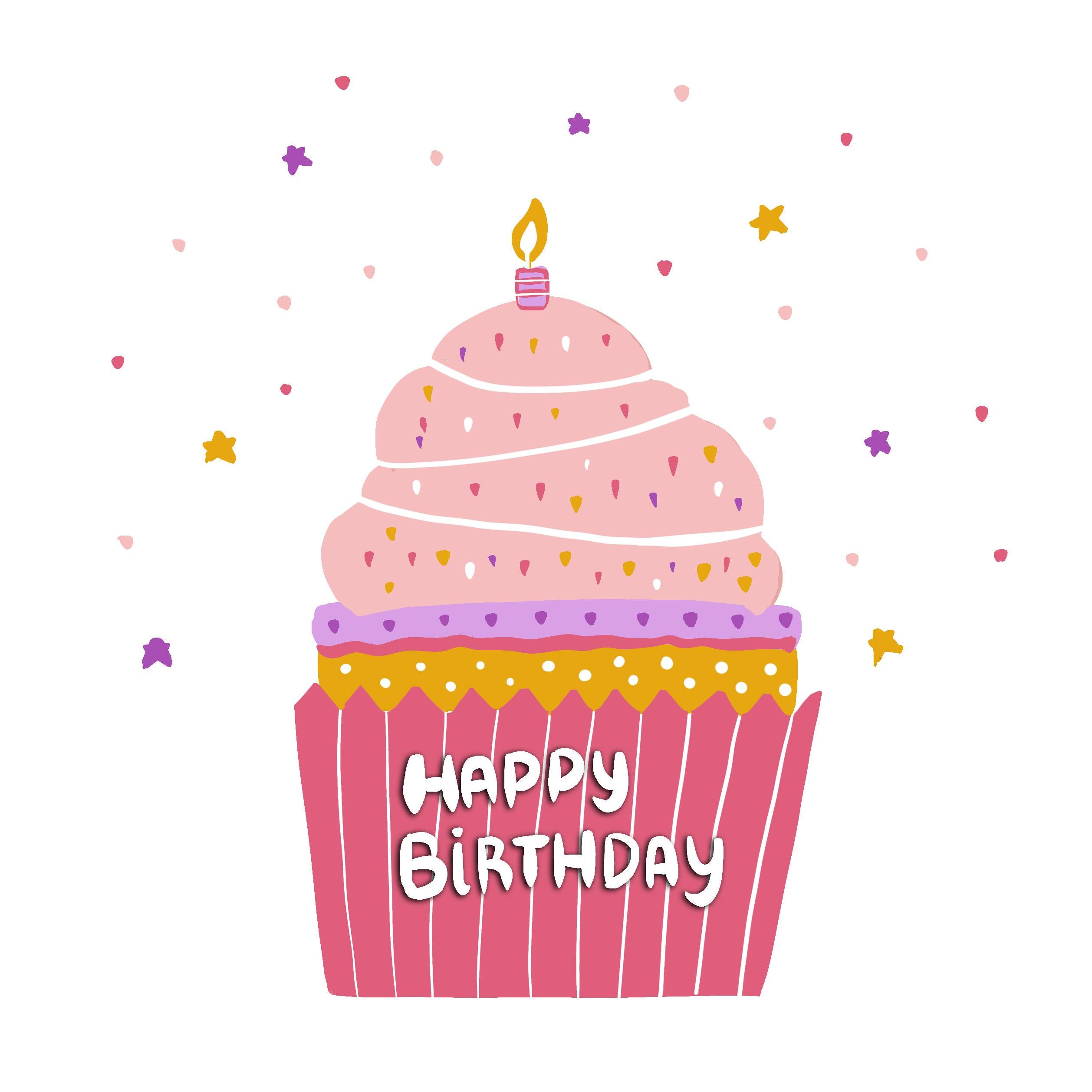 Happy Birthday Cute Cupcake In Pink Confetti-exploding Greetings Card ...