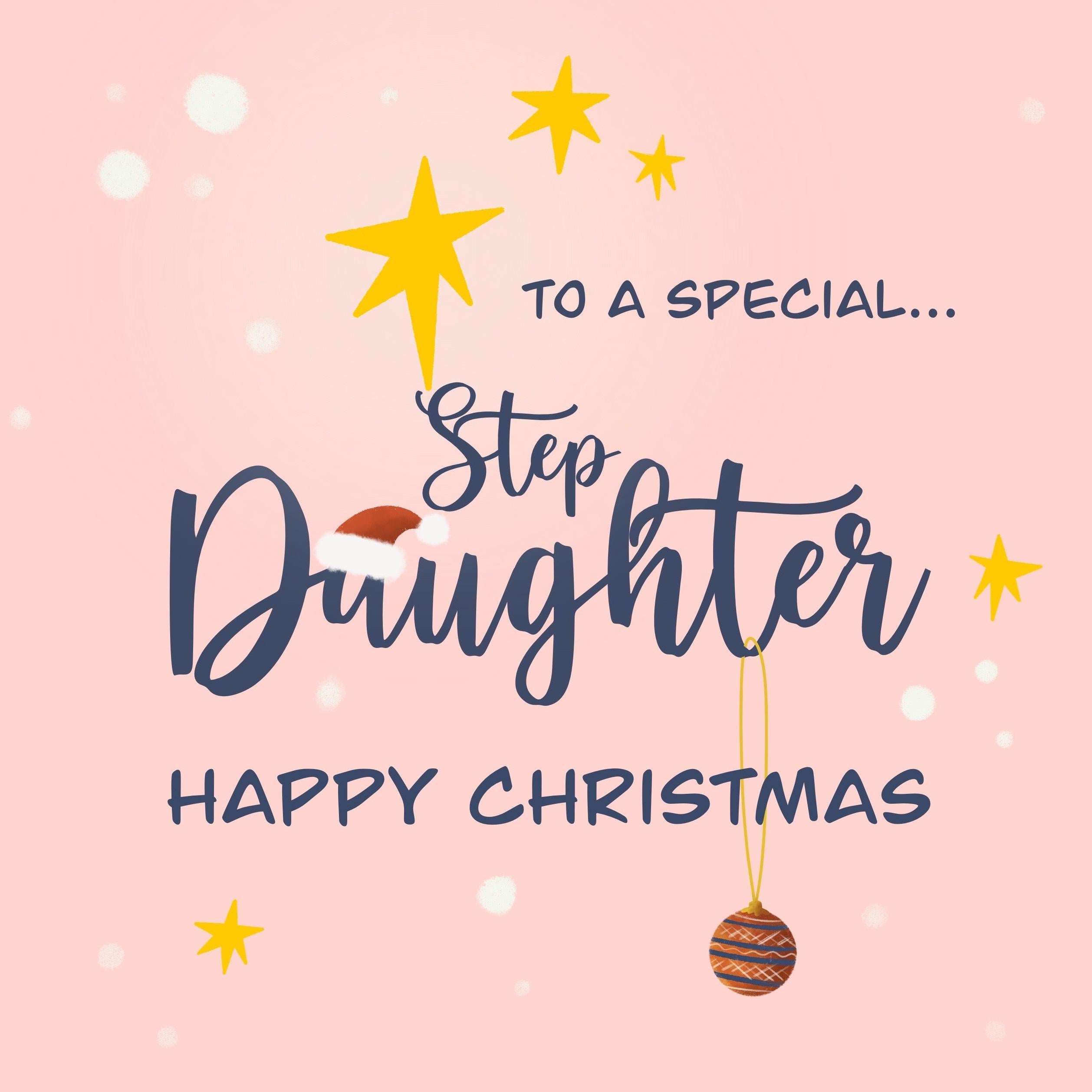 Happy Christmas Special Stepdaughter Confetti Exploding Greetings Card