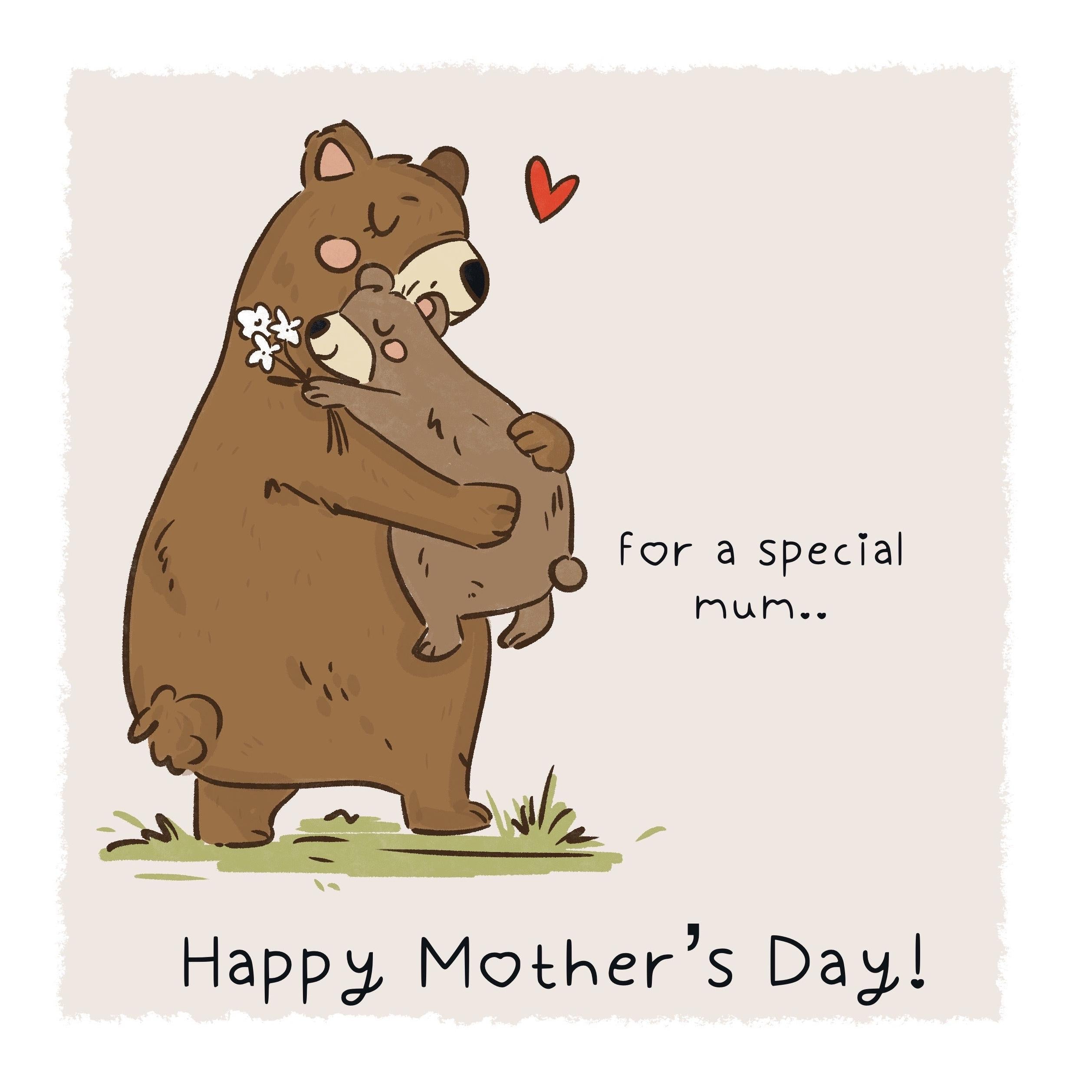Cute Bears Happy Mother's Day To A Special Mum Confetti-exploding Gree ...