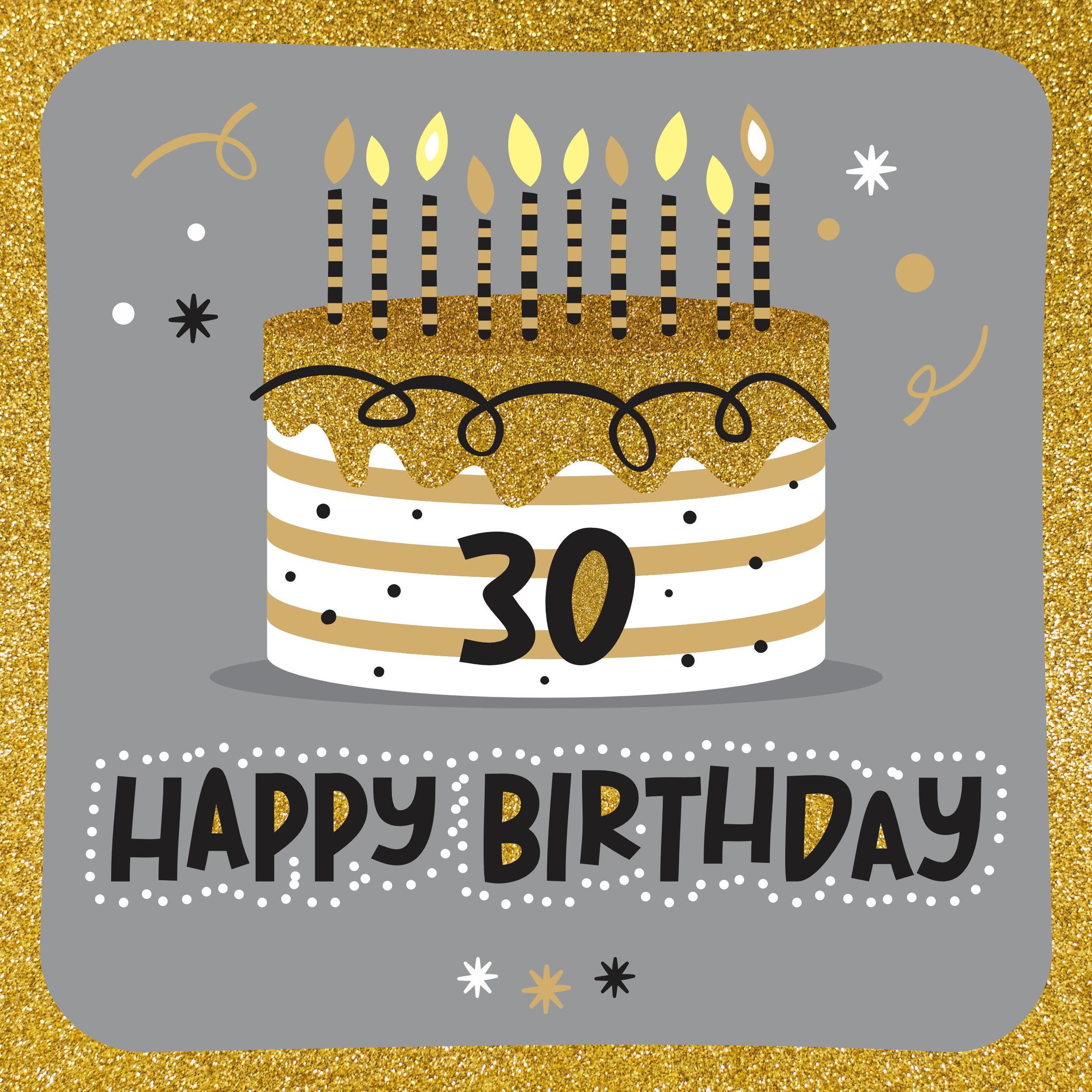 Golden Cake Happy 30th Birthday Confetti-exploding Greetings Card – Boomf