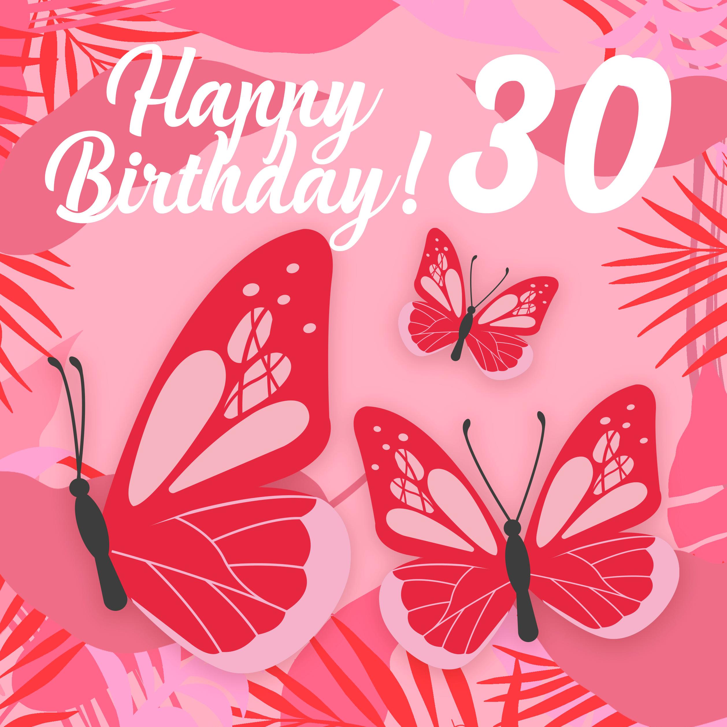 Tropical Pink Butterfly 30th Birthday Confetti-exploding Greetings Car – Boomf