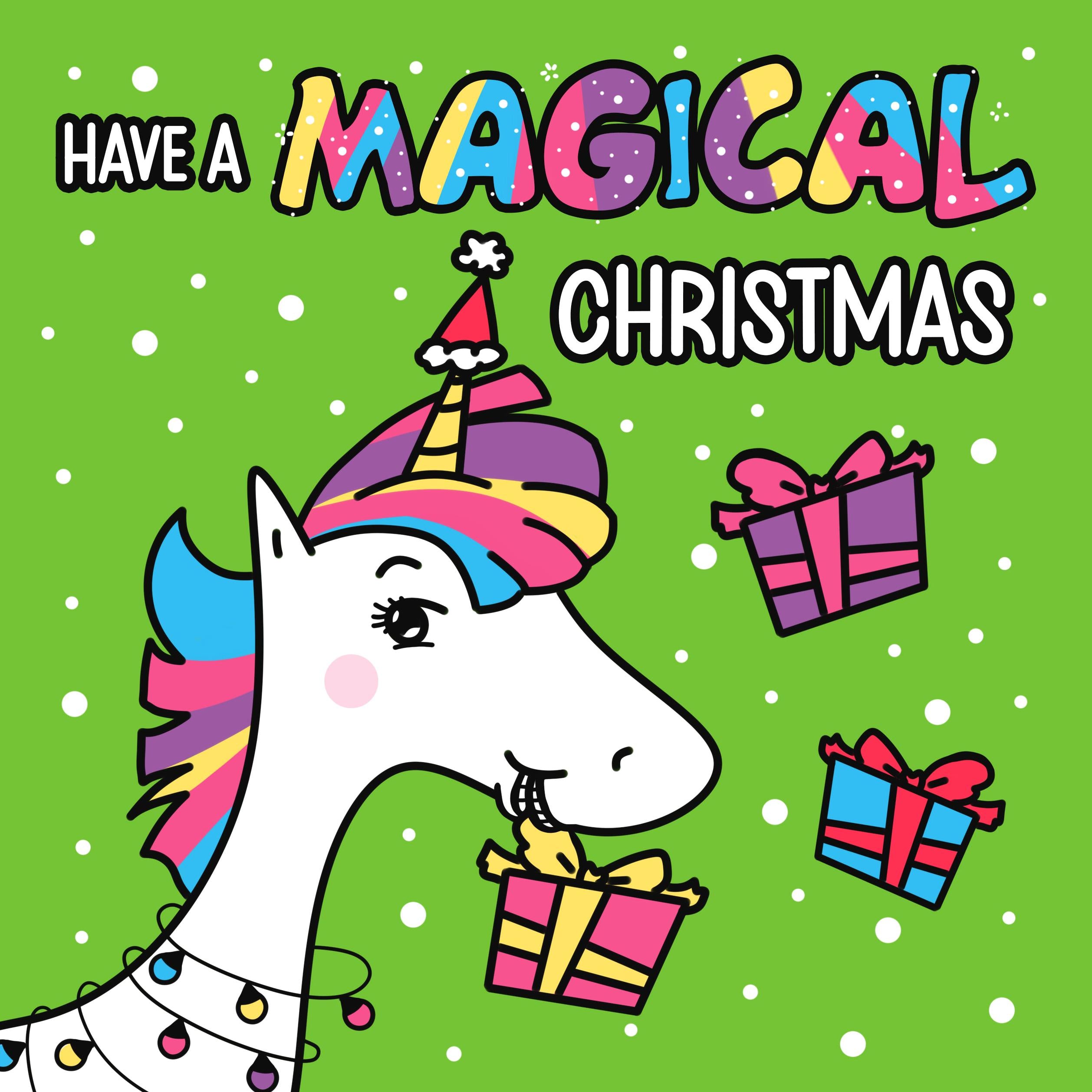Have A Magical Christmas Unicorn With A Gift Confetti-exploding Greeti ...