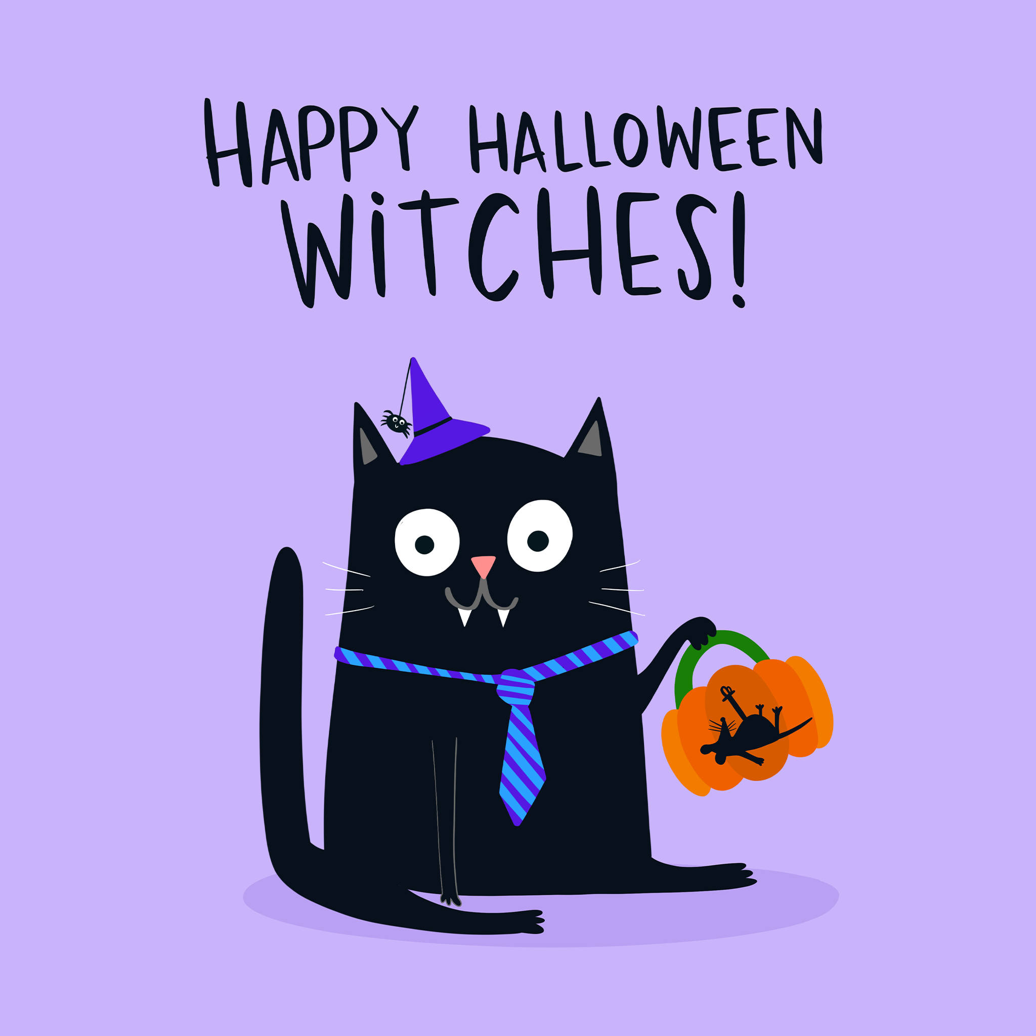 Black Cat Witches Halloween Card – Boomf