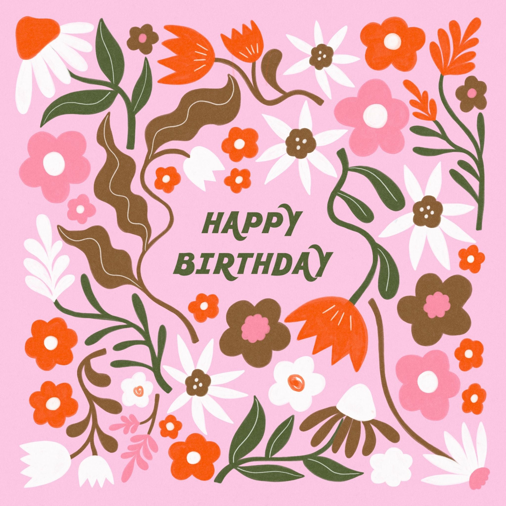 Retro Flowers Birthday Card – Boomf