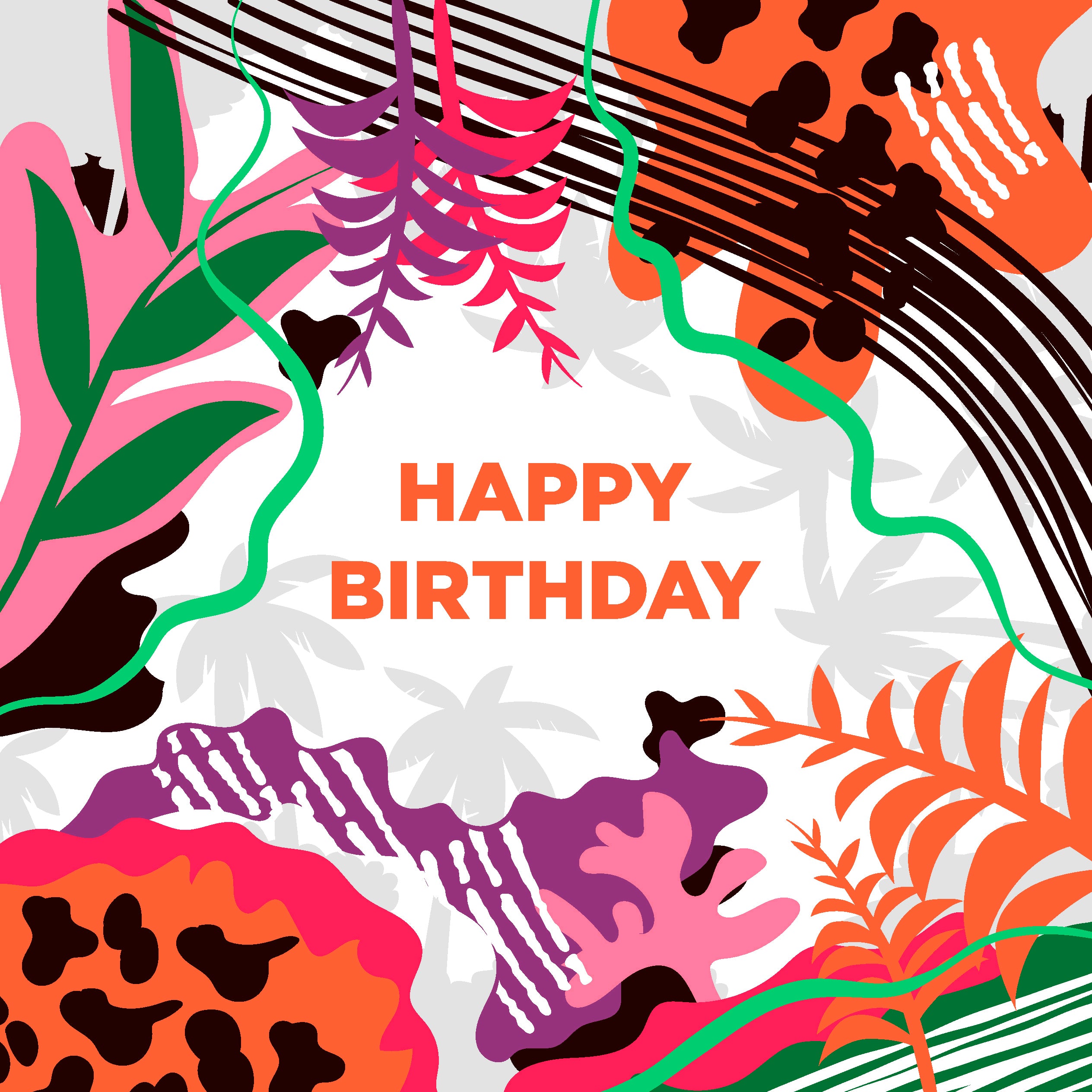 Happy Birthday Colourful Tropical Plants | Boomf