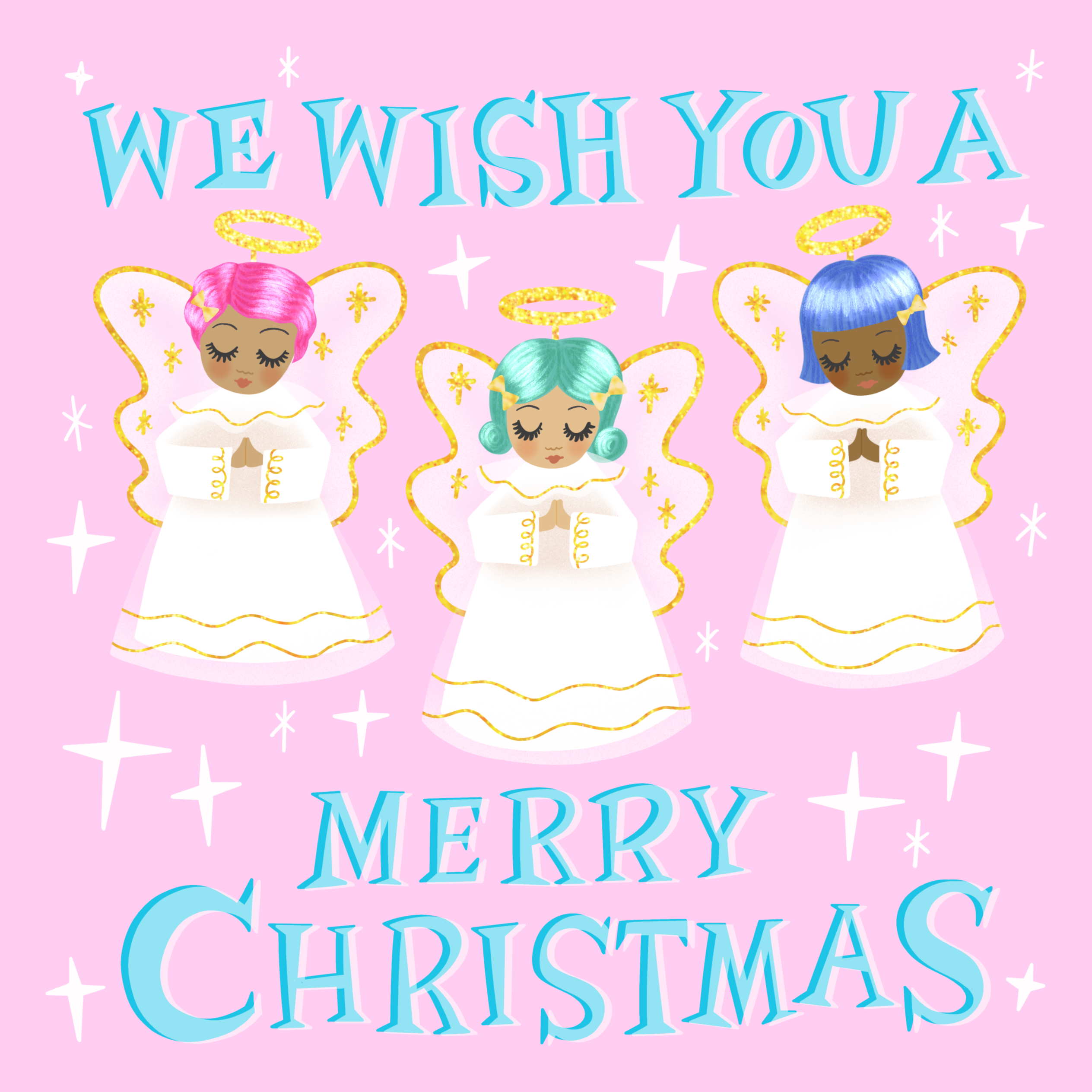 Merry Christmas Cute Little Angels Card Theme_Angel | Boomf