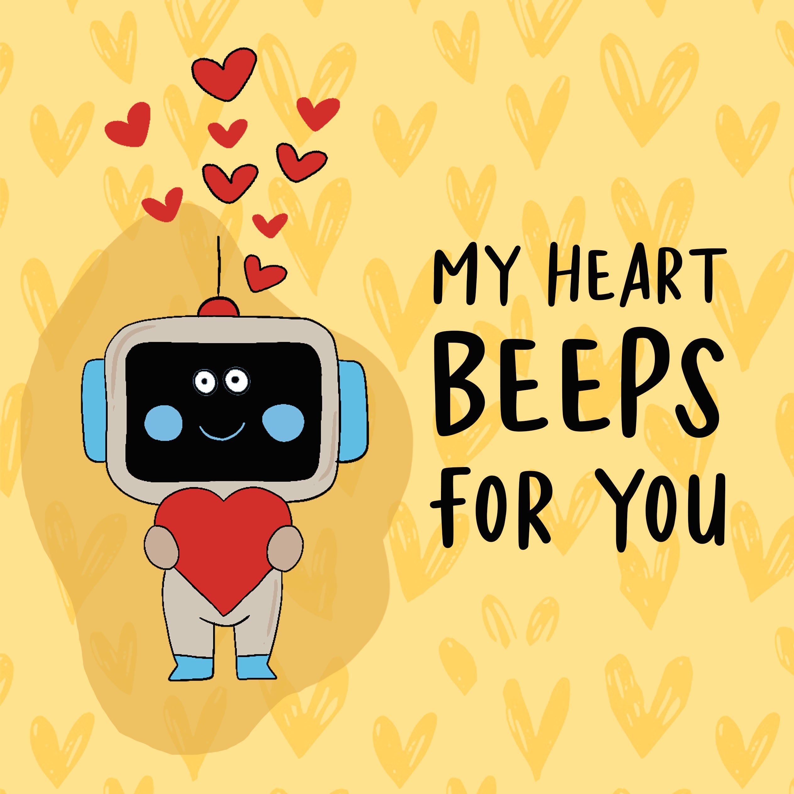 My Heart Beeps For You Cute Robot Medical Valentine's Day Card | Boomf