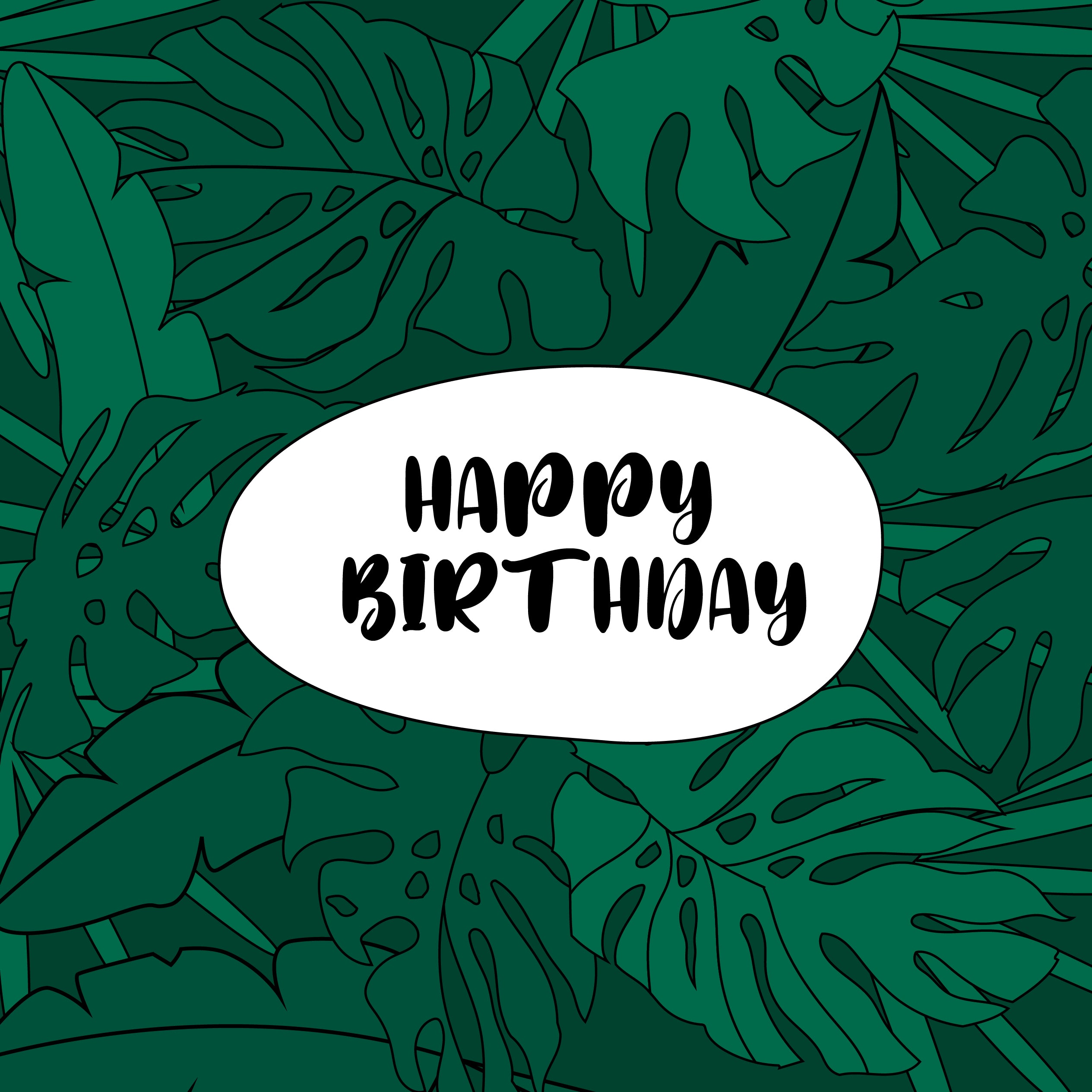 Happy Birthday Green Tropical Leaves | Boomf