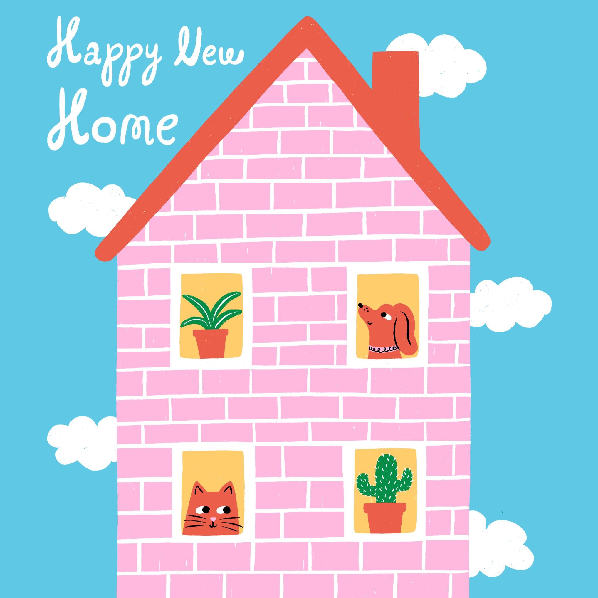 Happy New Home - Pink House Confetti-exploding Greetings Card – Boomf