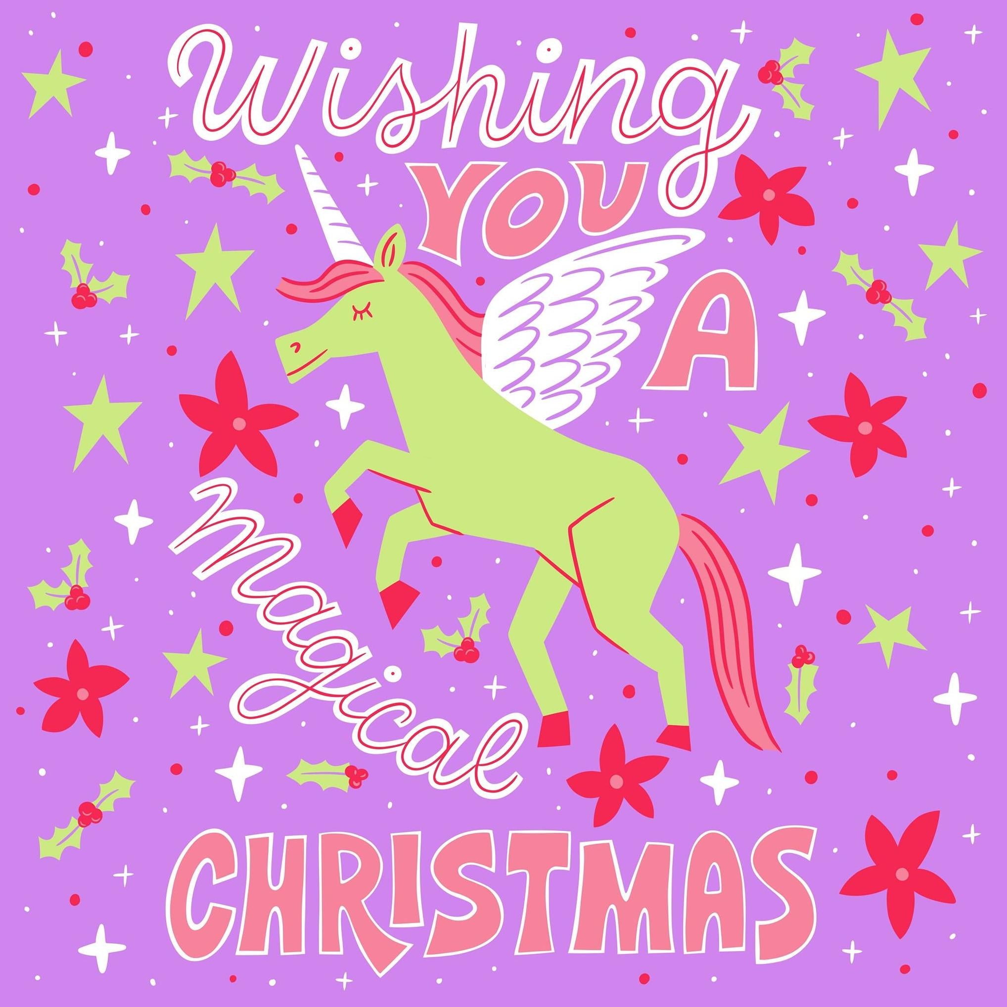 Wishing You A Magical Christmas Unicorn Confetti-exploding Greetings C ...