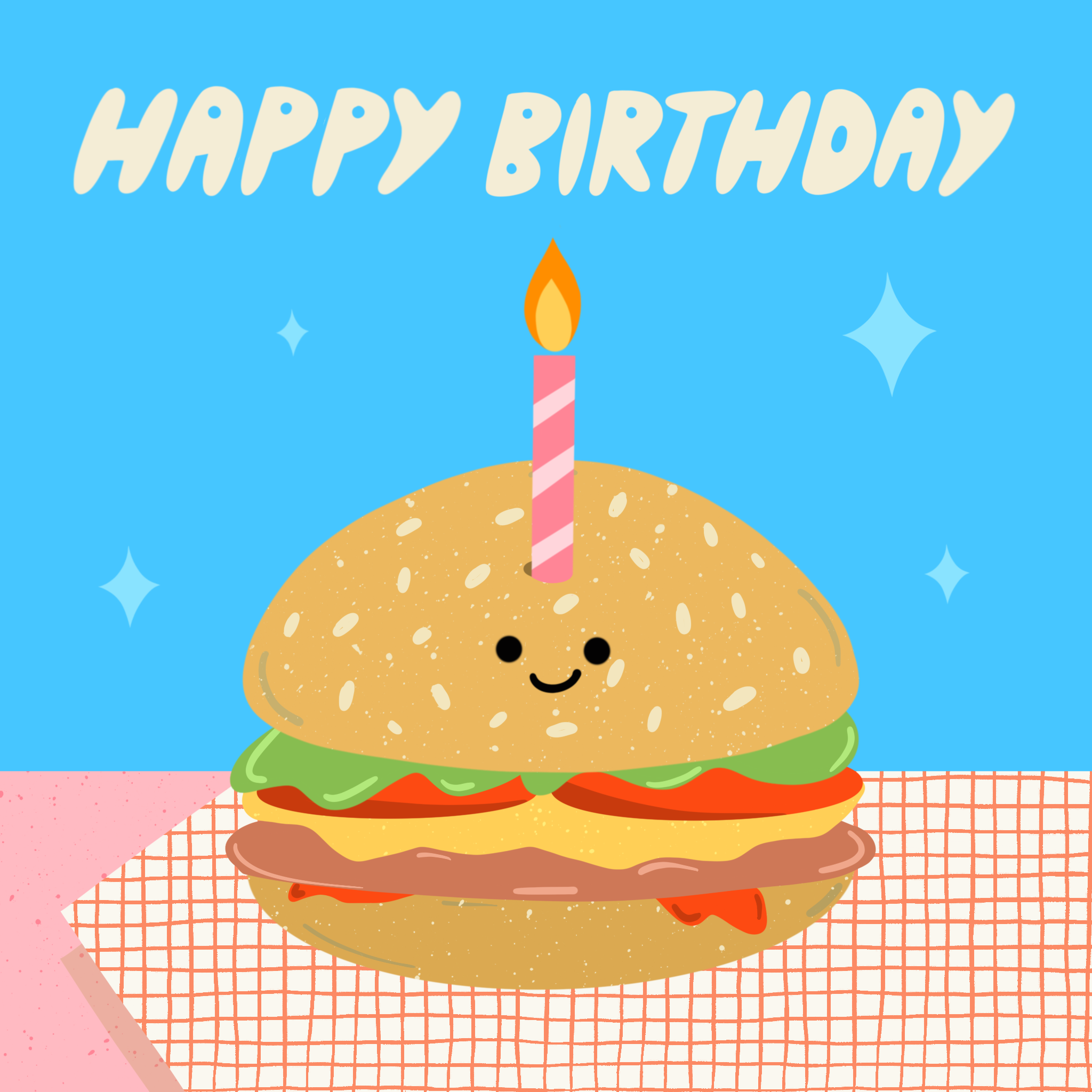 Cute Burger Cake Happy Birthday Card – Boomf