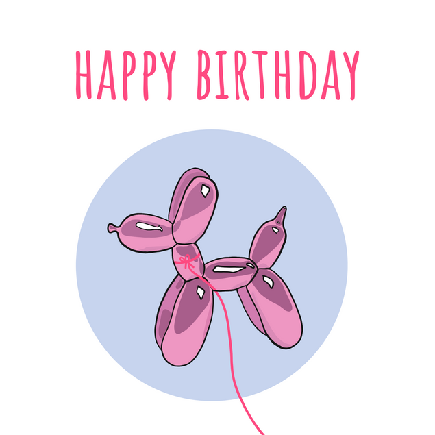 Pink Balloon Dog Birthday Card – Boomf