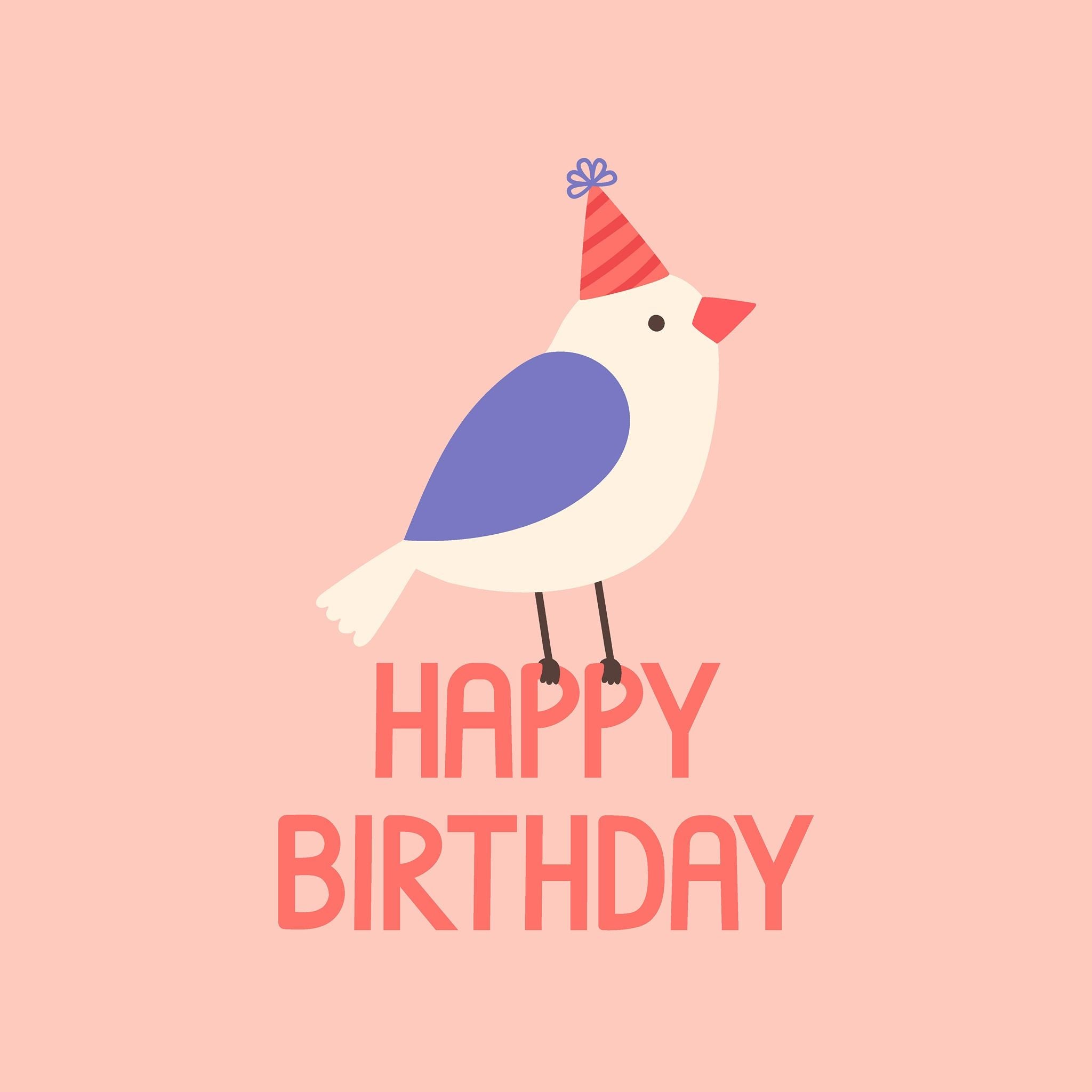 Happy Birthday Party Bird Peach Card – Boomf