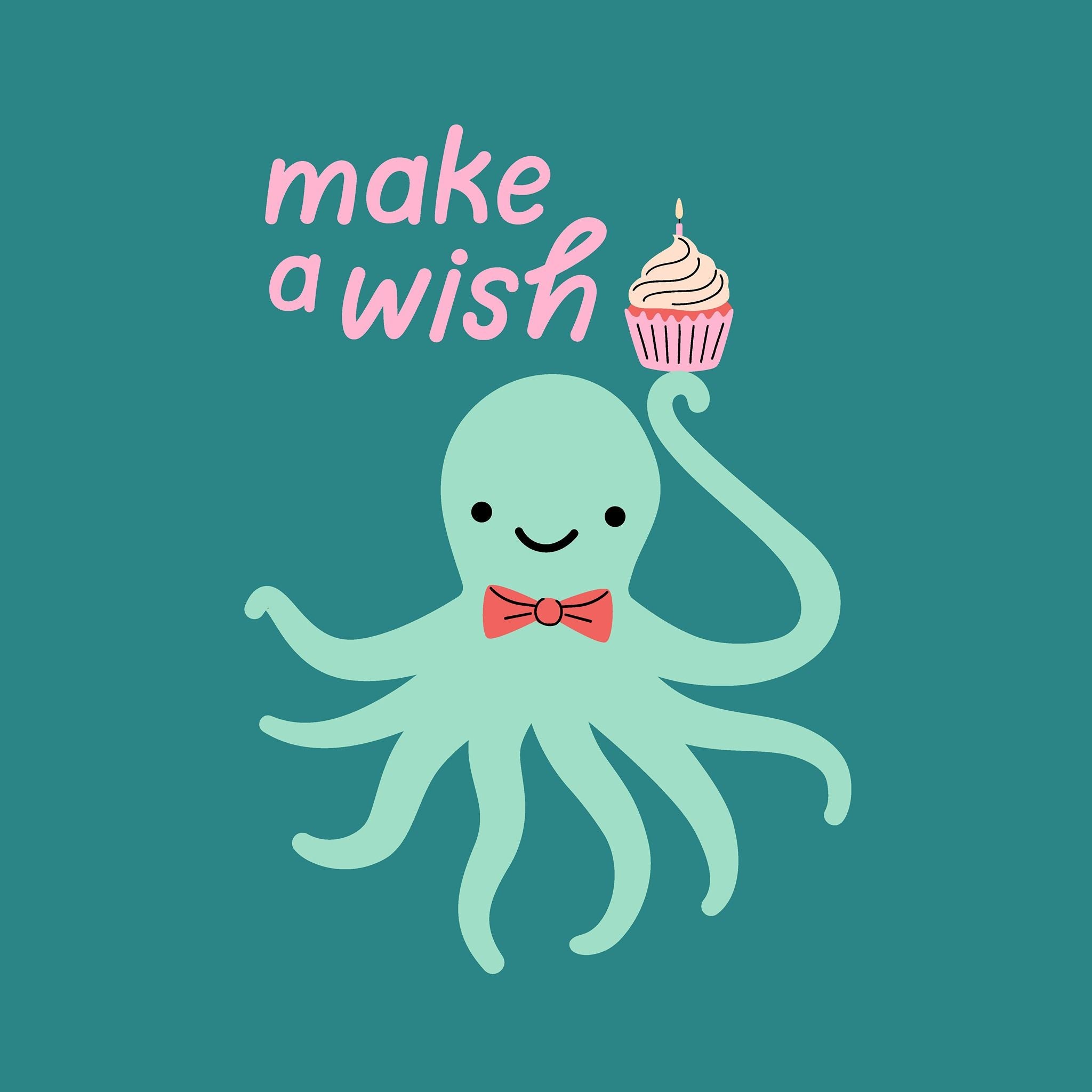 Make A Wish Cute Turquoise Octopus Birthday Card – Boomf