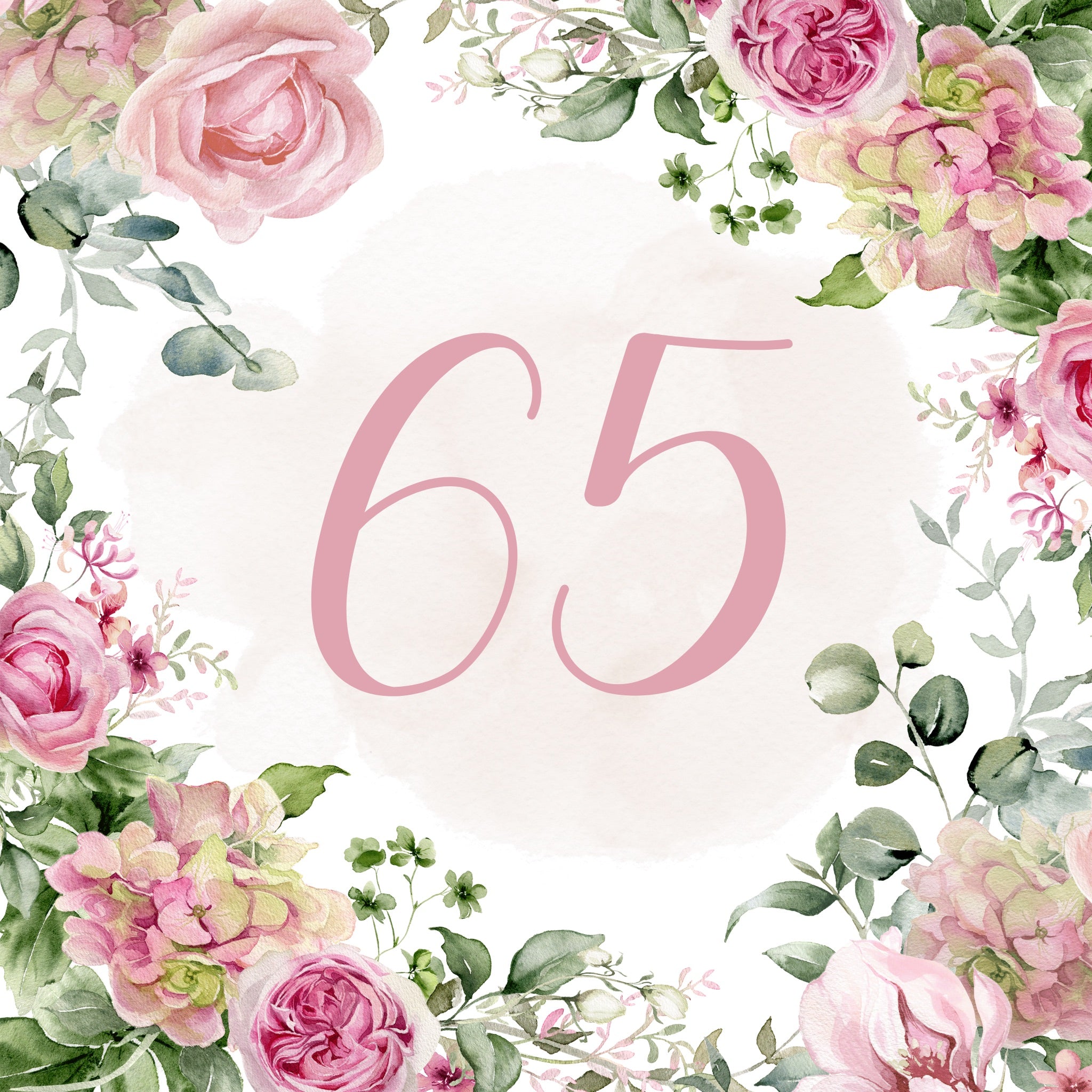 65th Birthday Pink Flowers Card – Boomf