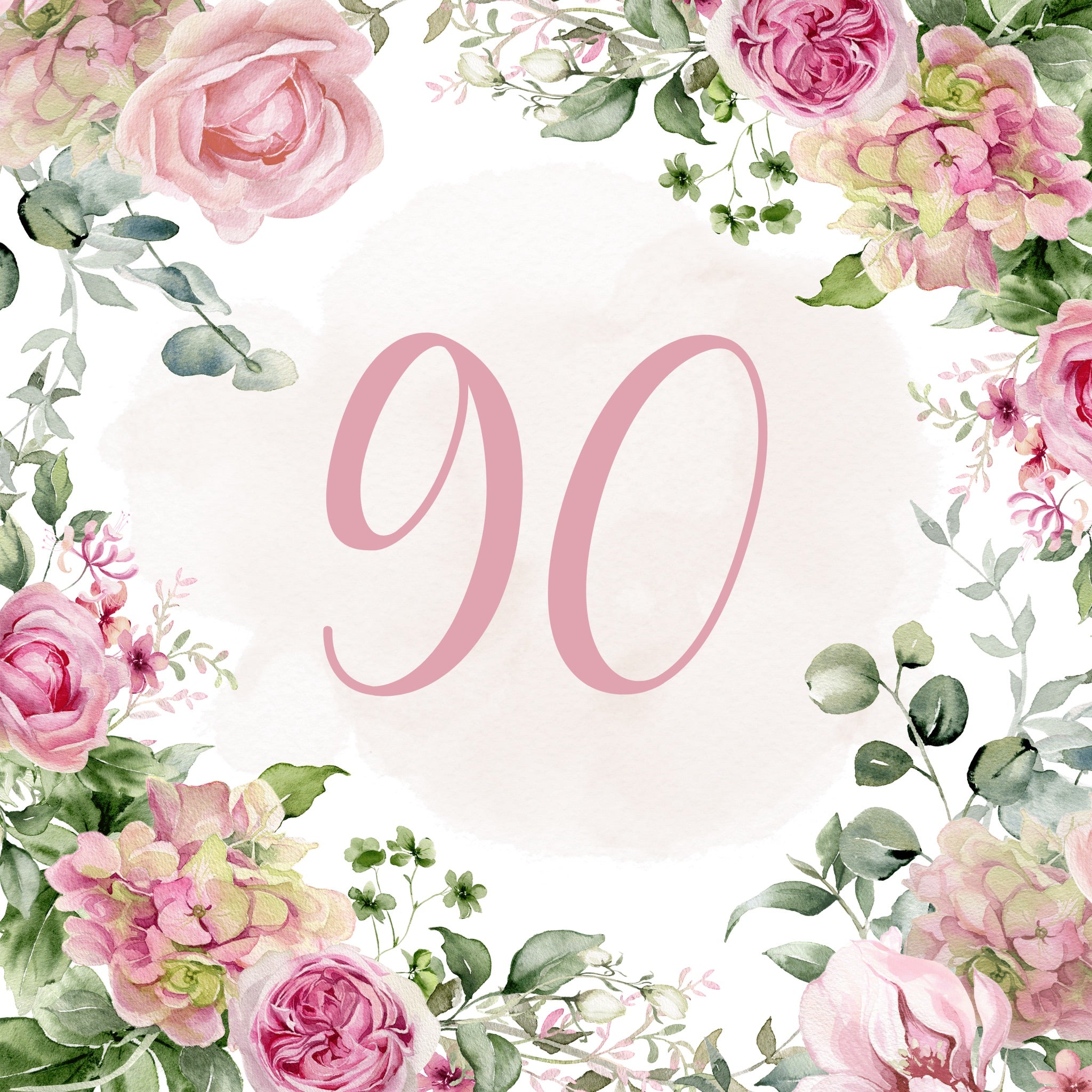90th Birthday Pink Flowers Card – Boomf