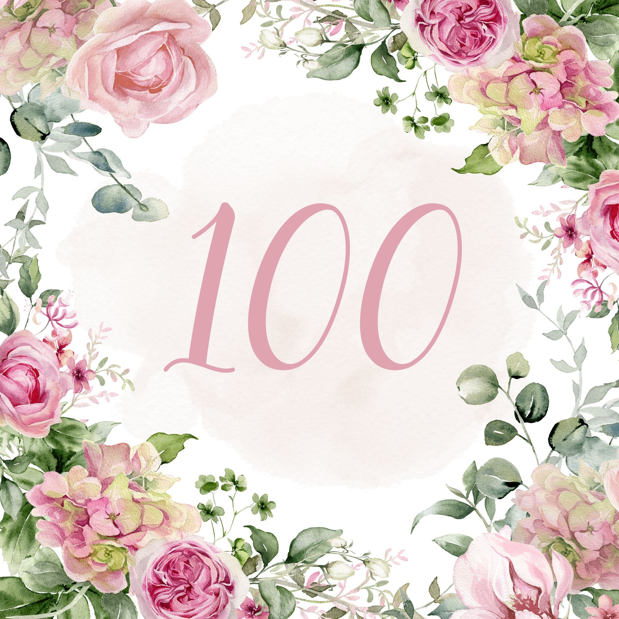 100th Birthday Pink Flowers Card – Boomf