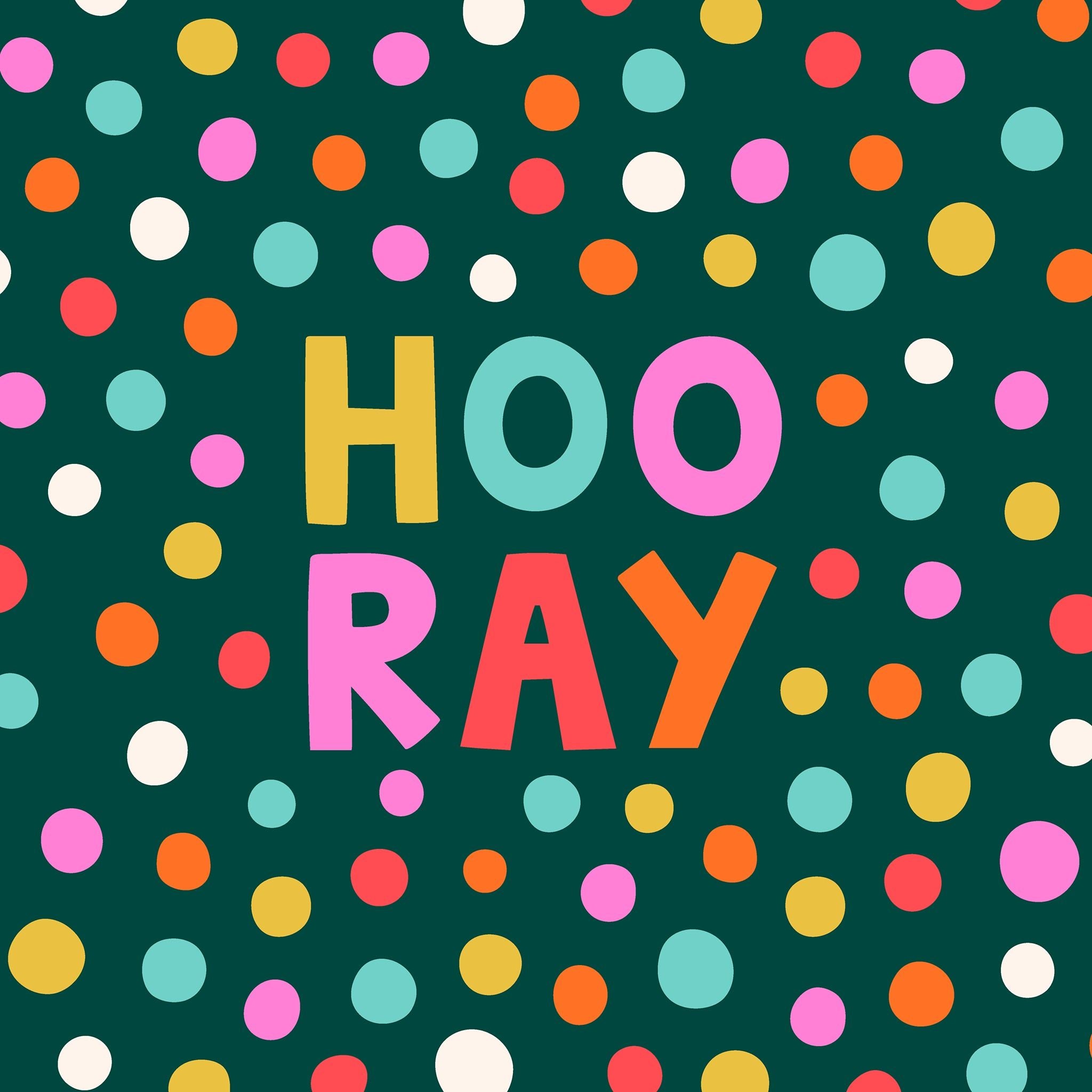 Spotty Hooray Celebration Dark Green Confetti-exploding Greetings Card ...