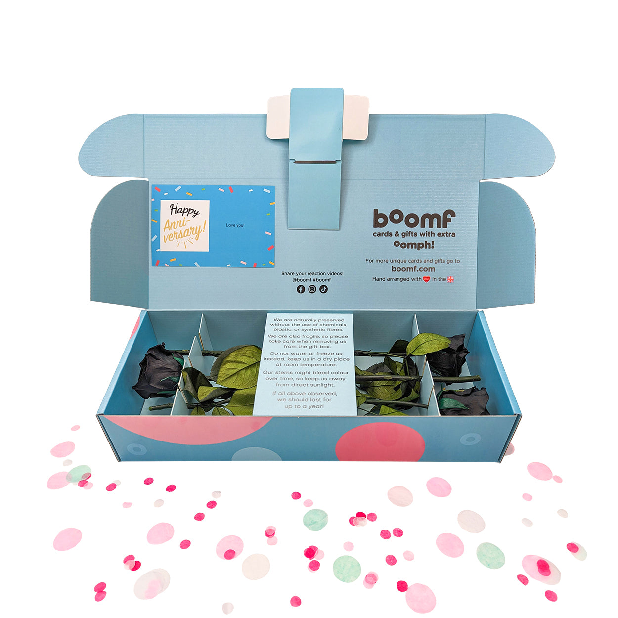 Confetti-Exploding Eternity Rose Box - Black – Boomf