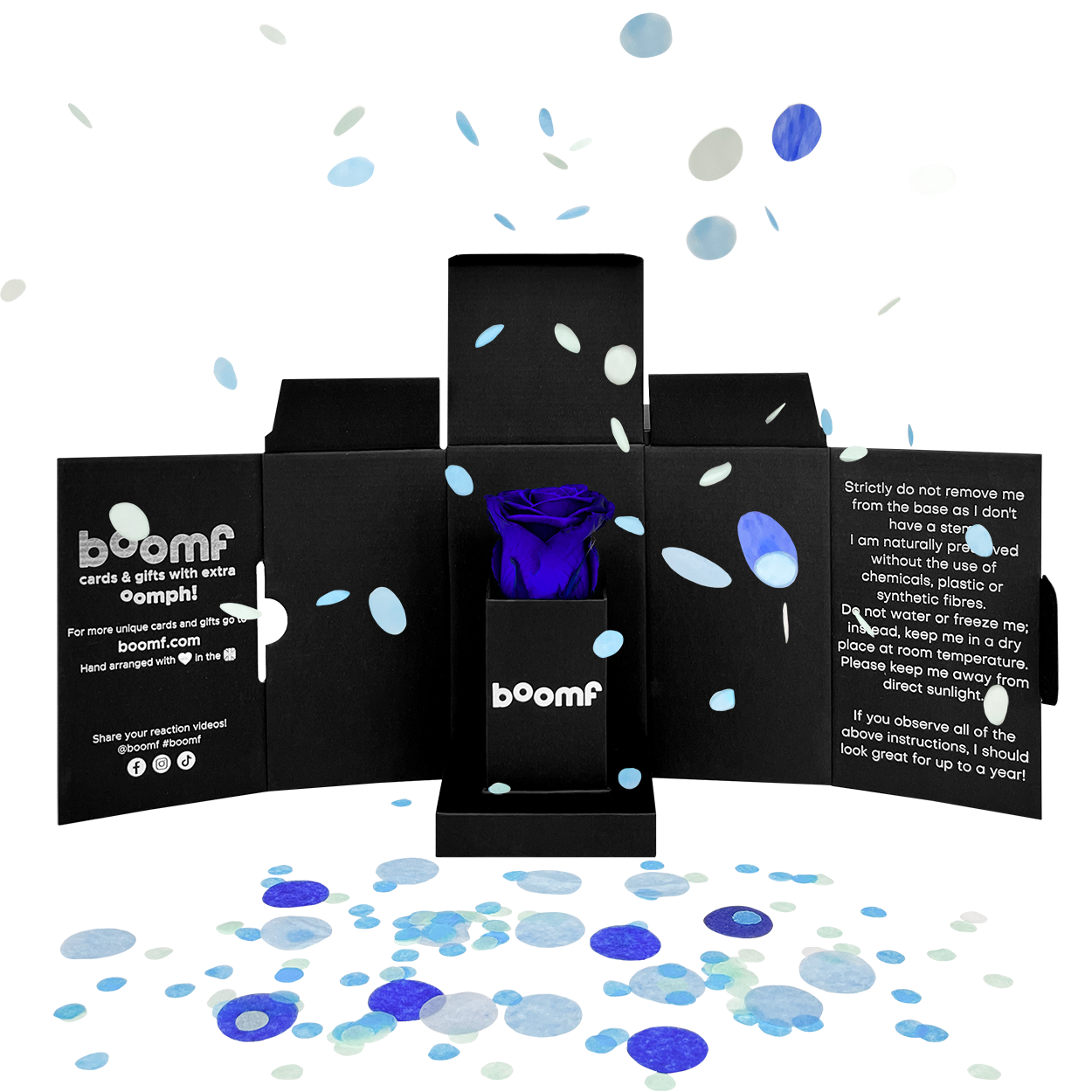 Confetti-Exploding Eternity Rose Head Box - Blue – Boomf