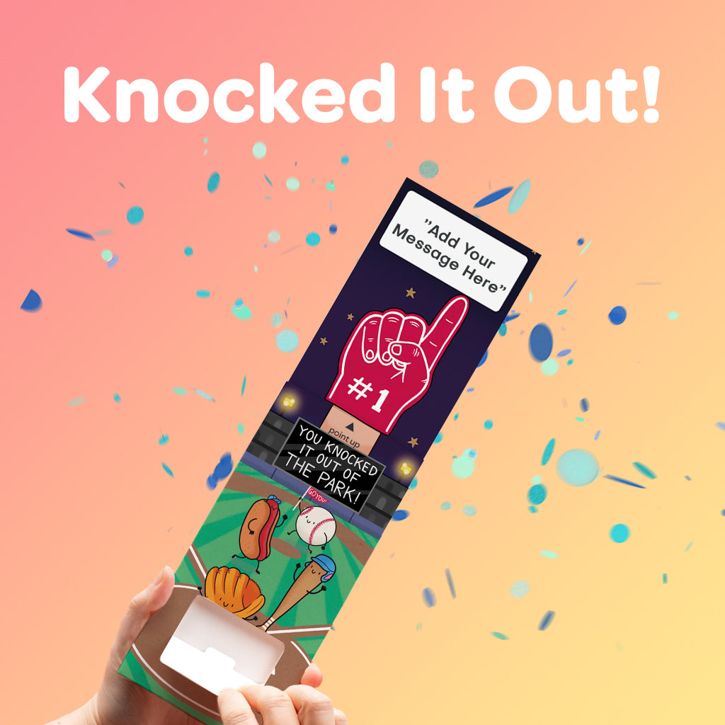 "Knocked it out of the Park!" Cannon Confetti Shooter Card – Boomf