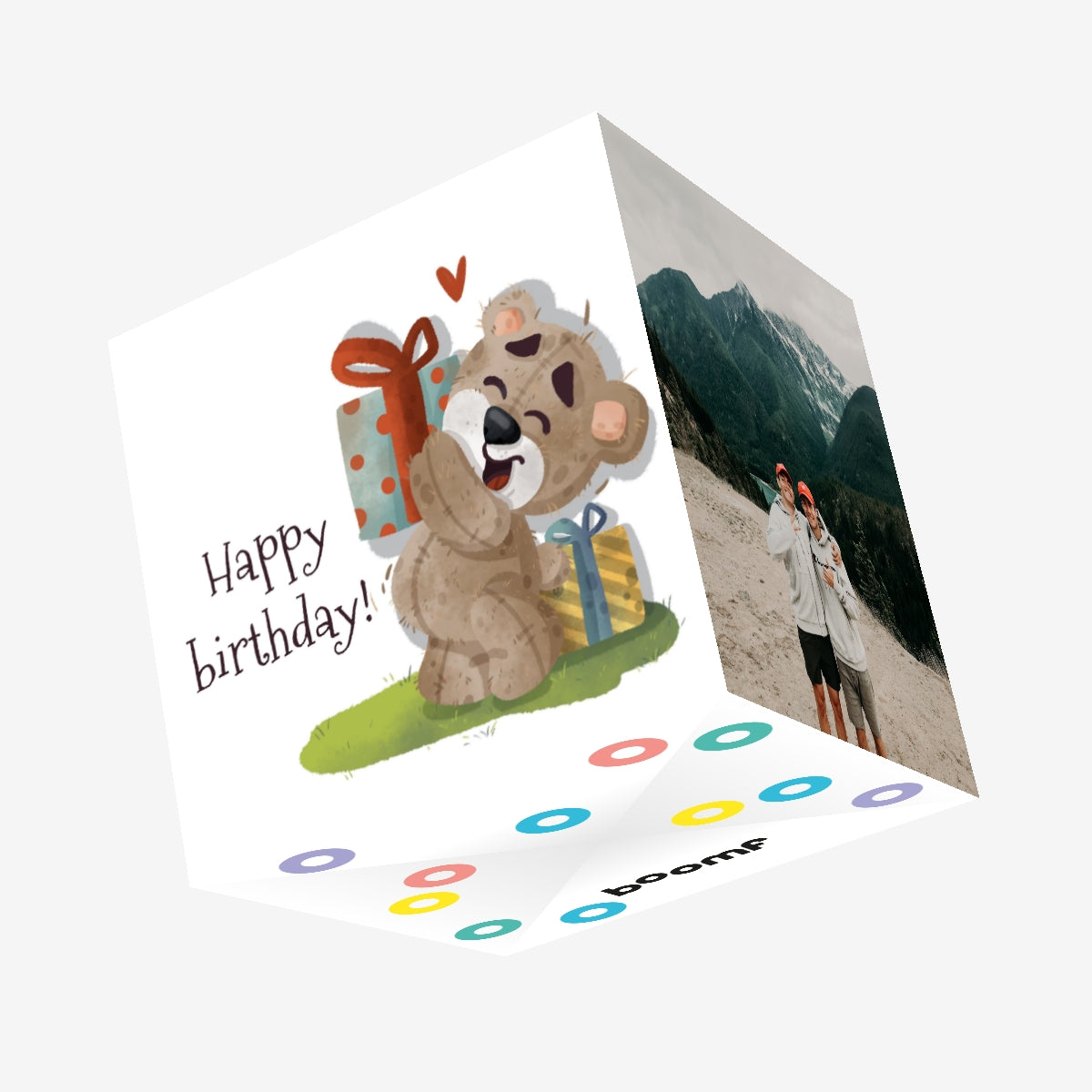 Cute Teddy Bear With Gift Happy Birthday Confetti-exploding Greetings ...