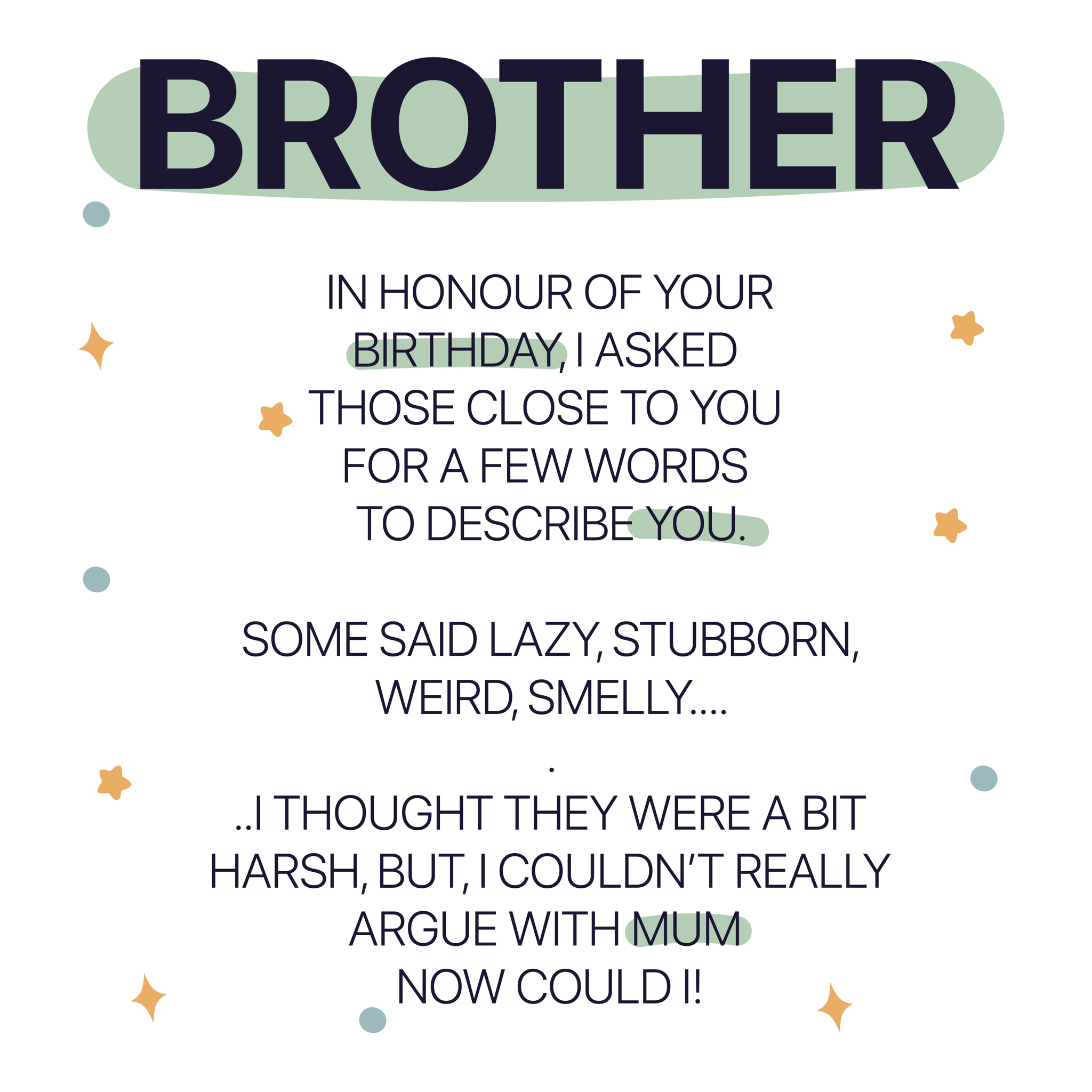 Can't Argue With Mum Brother Birthday Card – Boomf