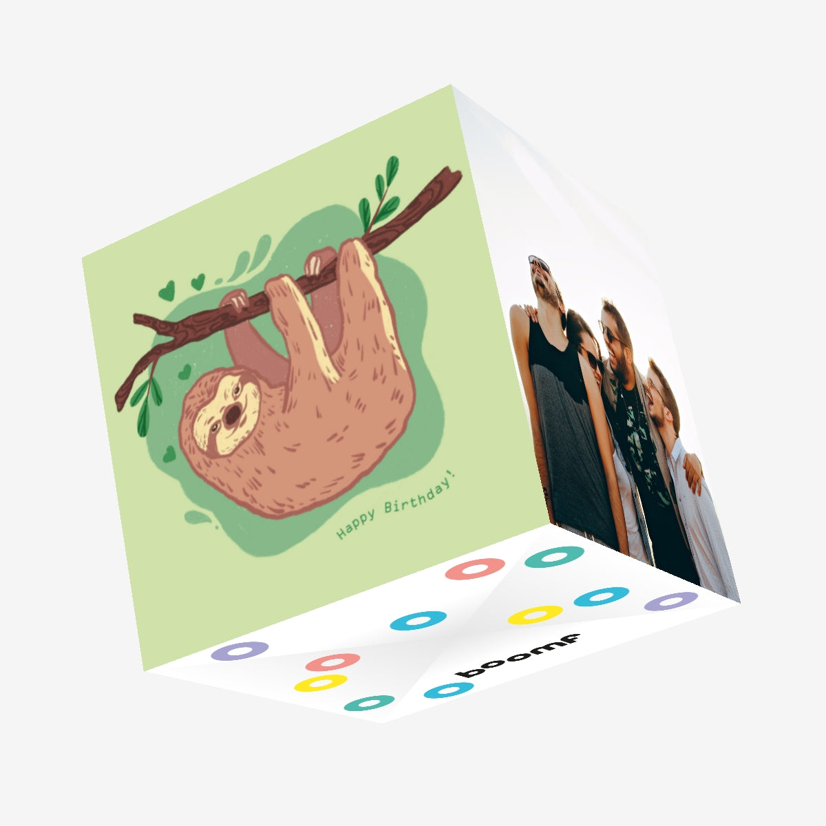 Happy Birthday Sleepy Sloth Hanging On A Tree Confetti-exploding Greet – Boomf