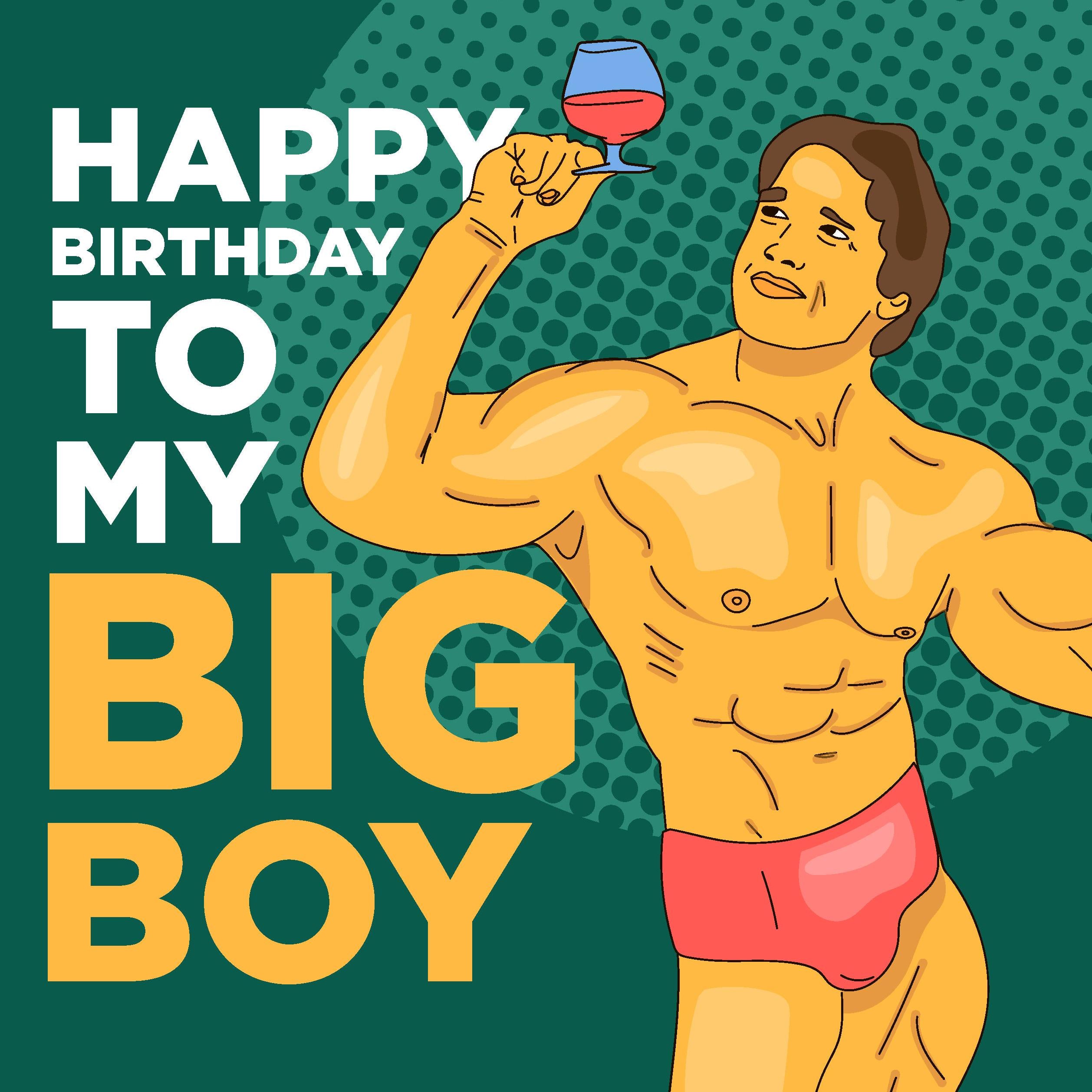 Green Background Schwarzenegger Happy Birthday My Big Boy Confetti-exp ...
