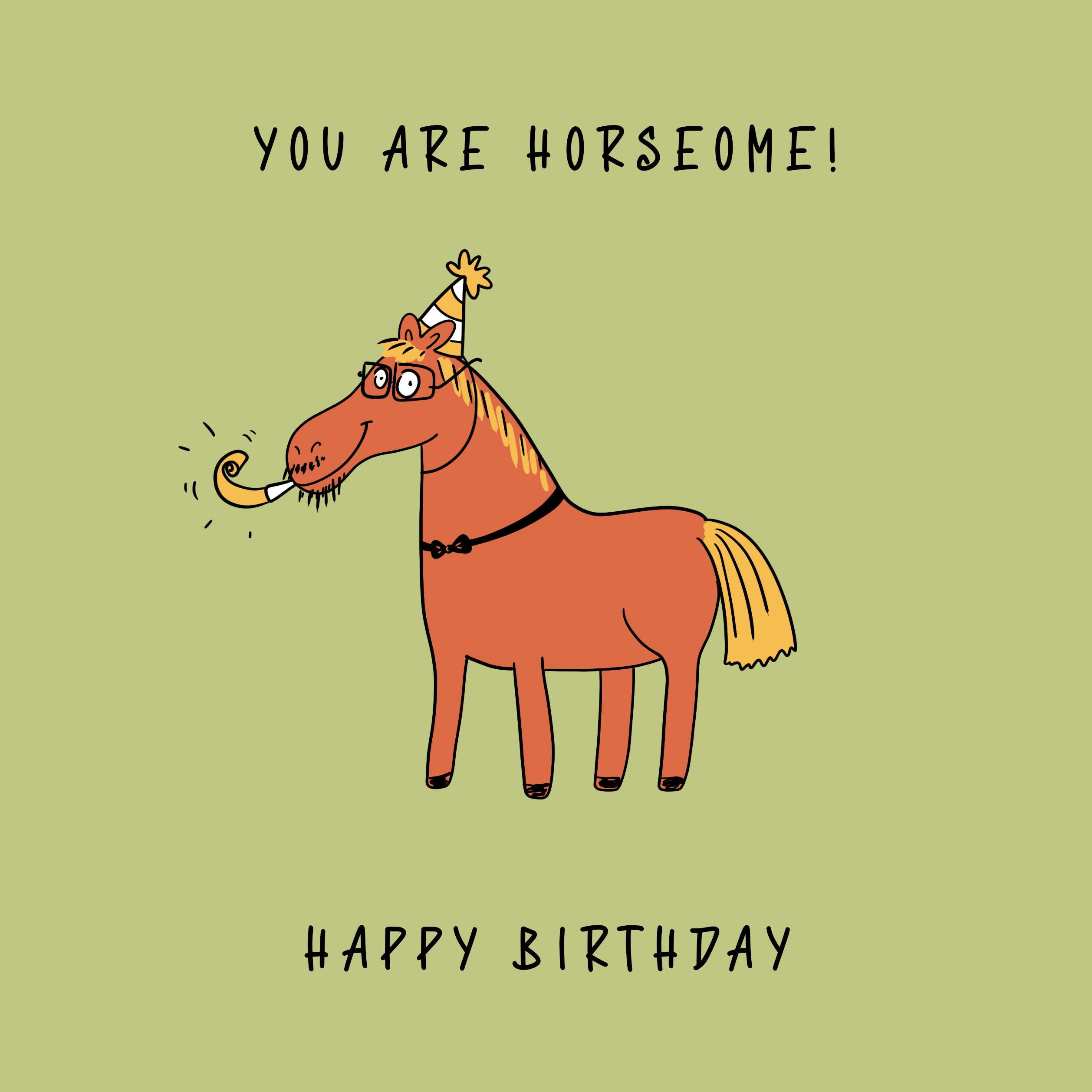 Happy Birthday You Are Horsome Funny Horse Confetti-exploding Greeting ...