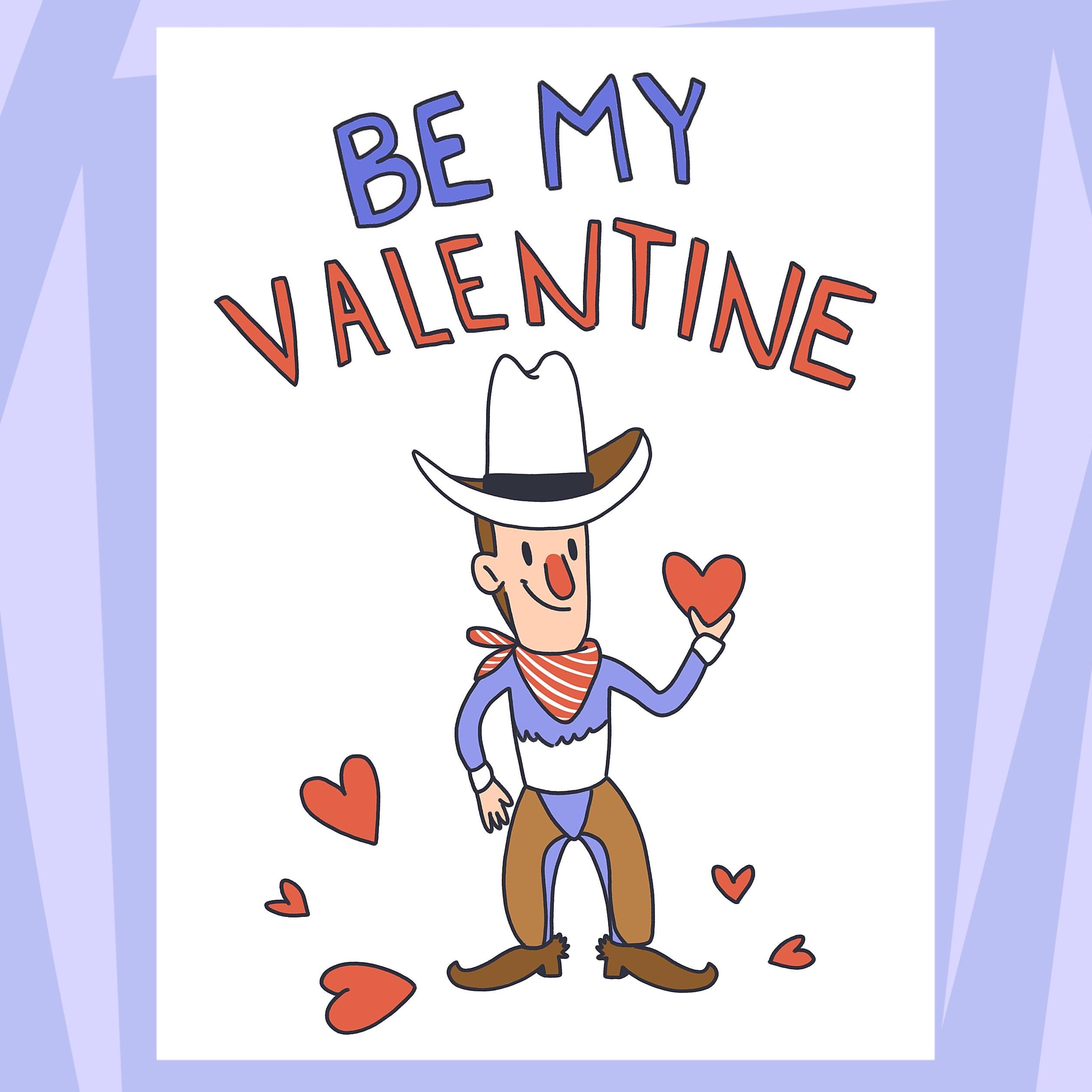Be My Valentine Lovely Cowboy Valentine's Day Confetti-exploding Greet ...