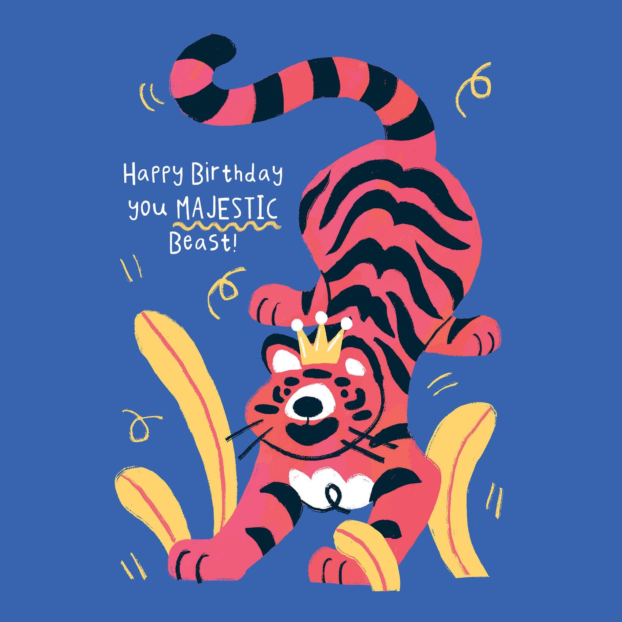 Majestic Beast Tiger Birthday Confetti-exploding Greetings Card – Boomf