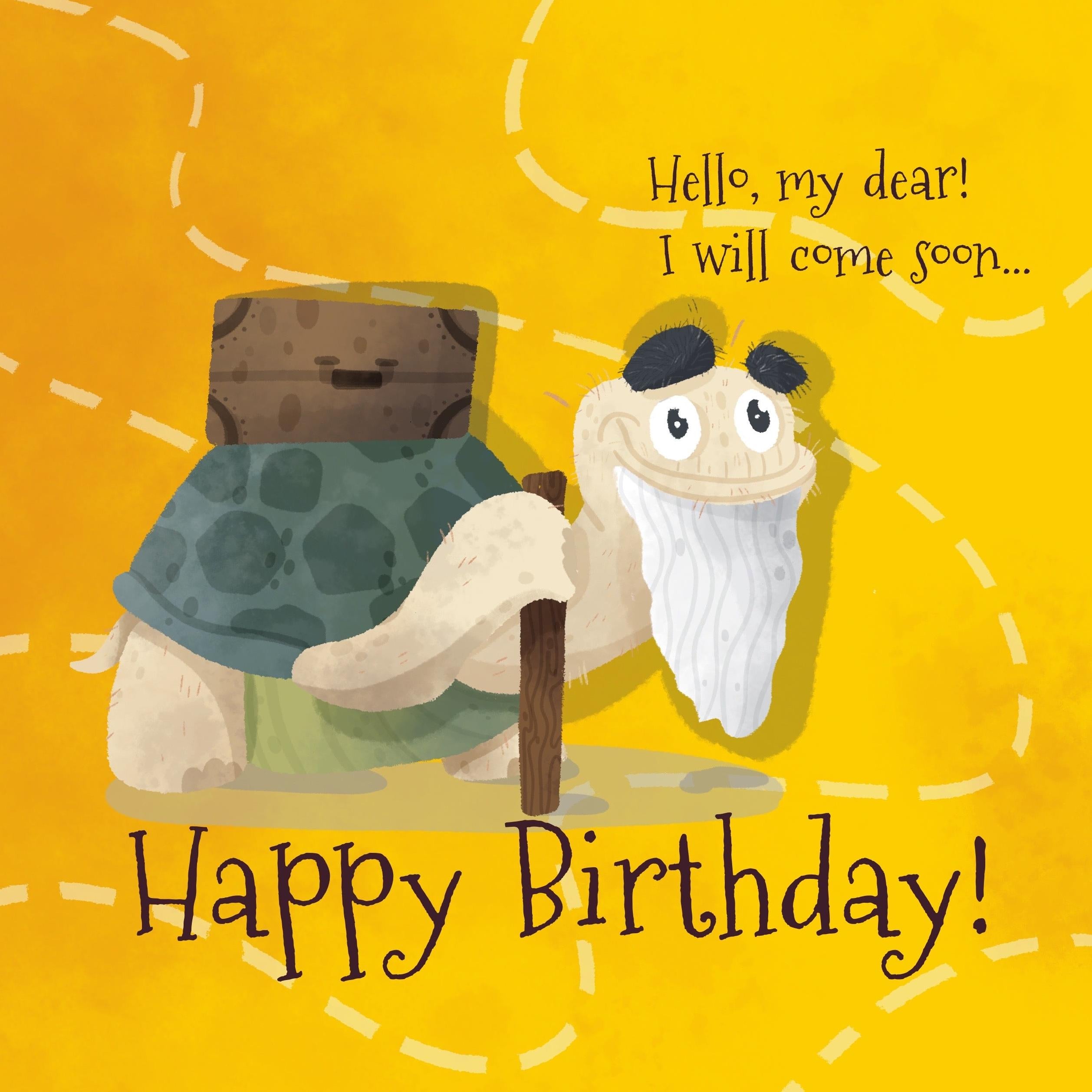 Old Turtle Happy Birthday Dear Confetti-exploding Greetings Card – Boomf