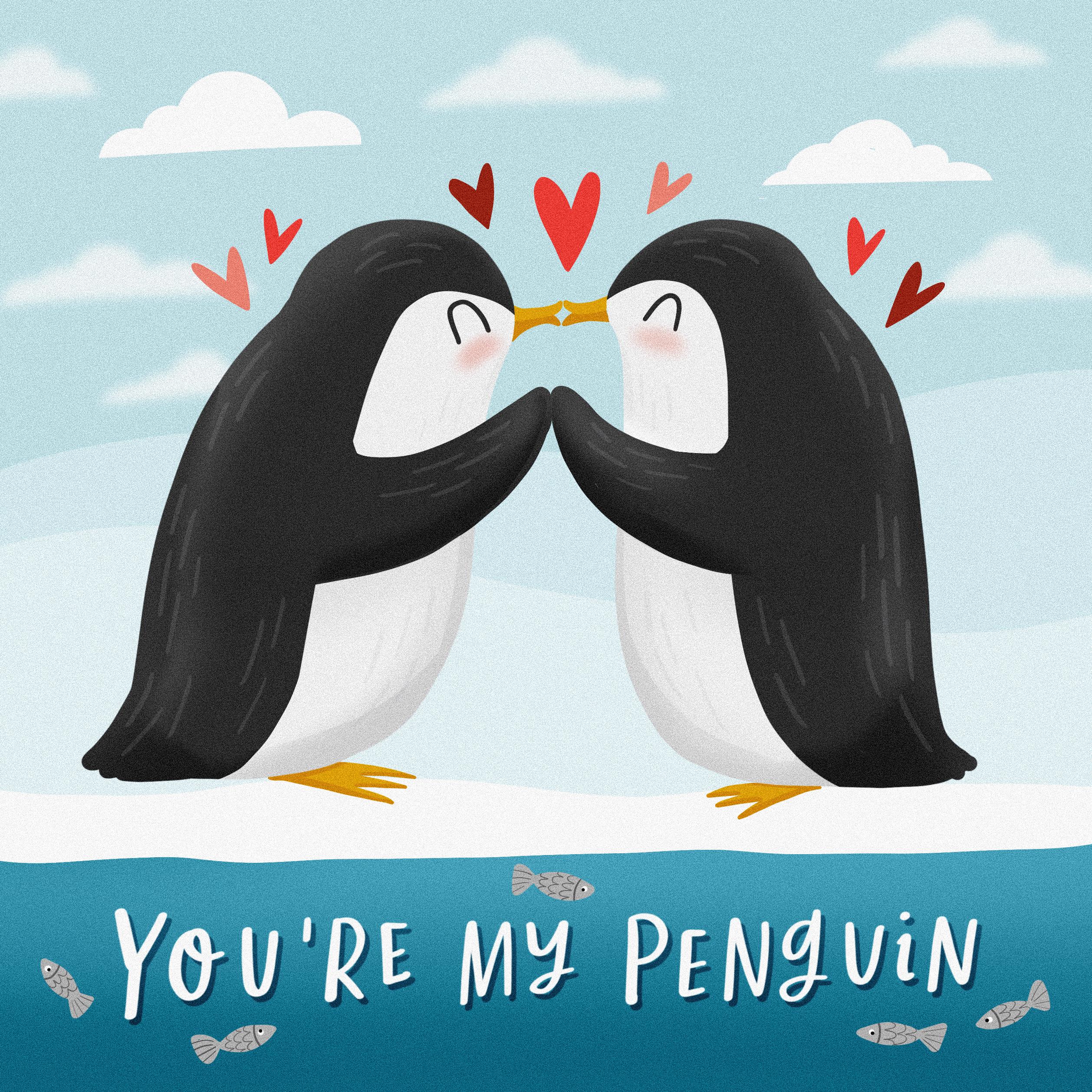 You're My Penguin Adorable Couple Valentine's Day Confetti-exploding G ...