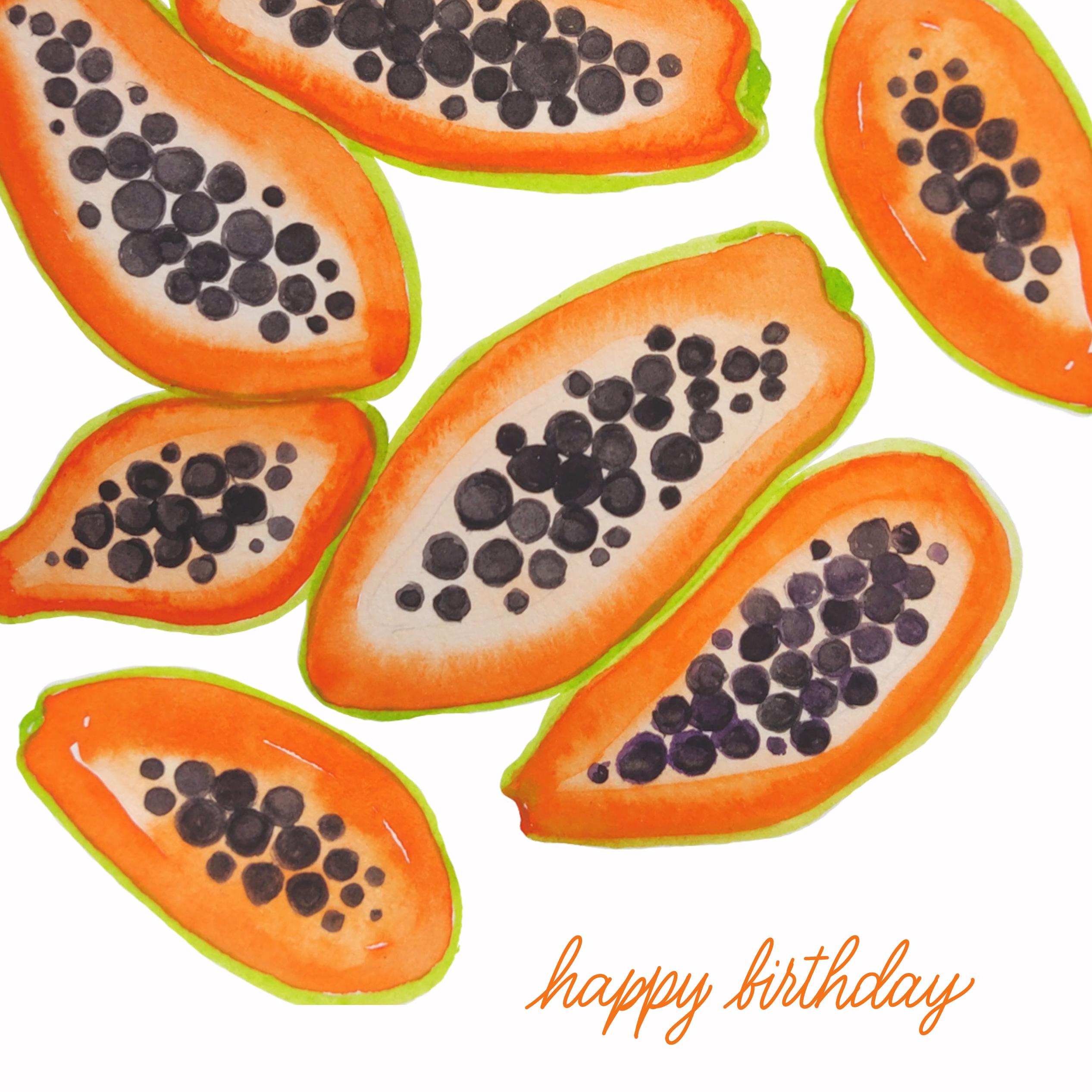 Happy Birthday Papaya Watercolour Confetti-exploding Greetings Card – Boomf