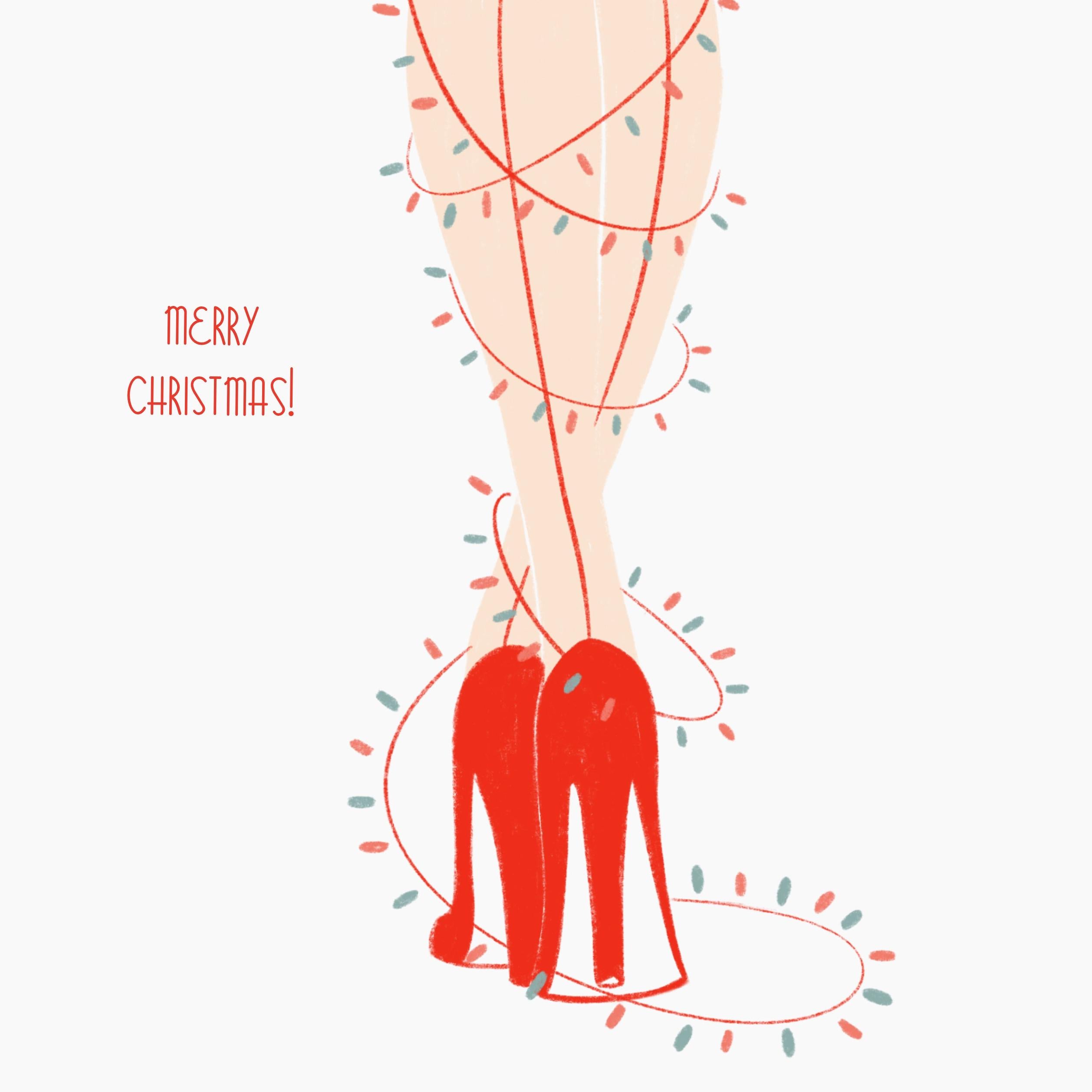 Merry Christmas Lady's Legs Tangled In Christmas Tree Confetti-explodi ...