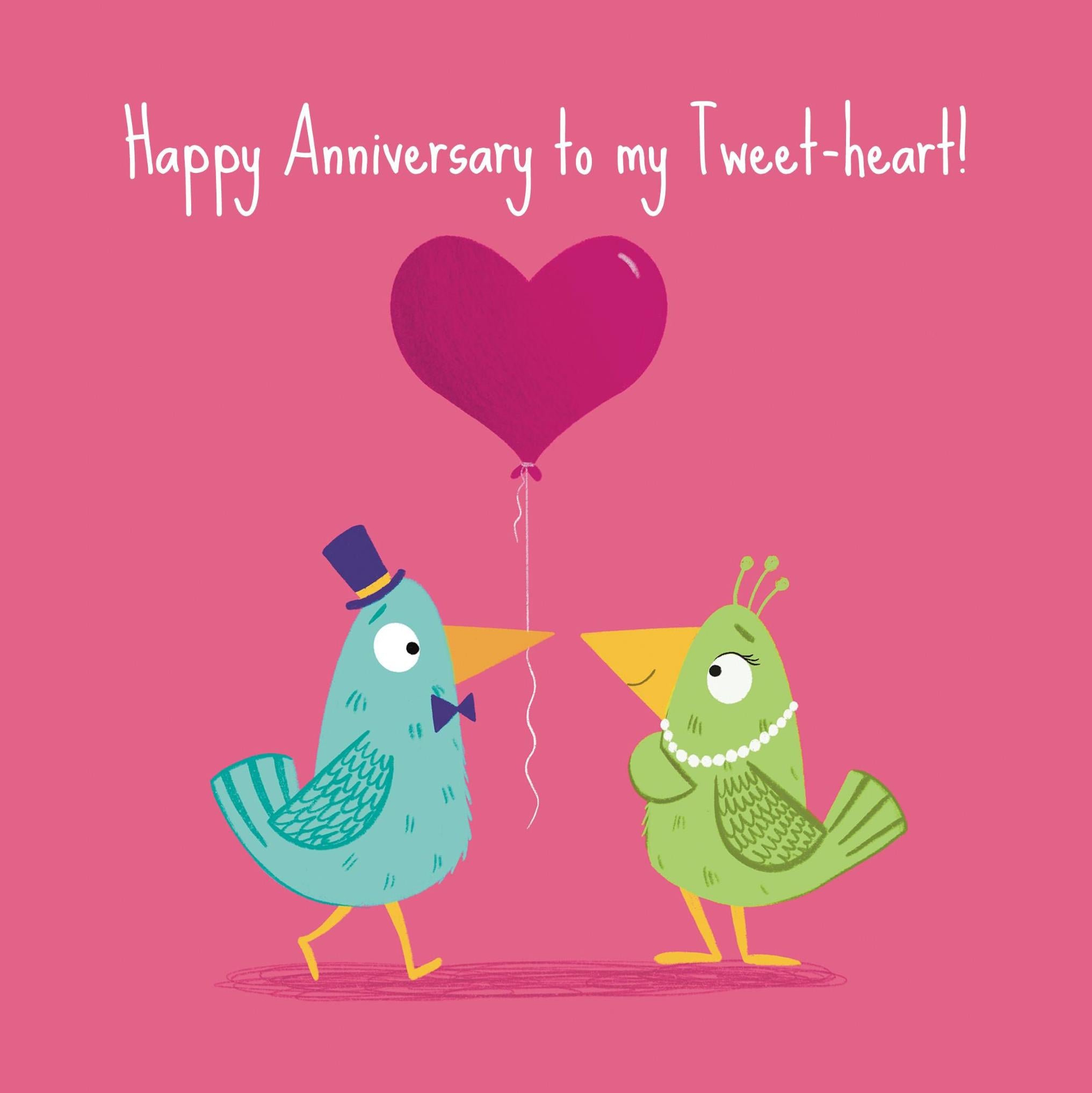 Cute Birds Tweet-Heart Anniversary Confetti-exploding Greetings Card ...