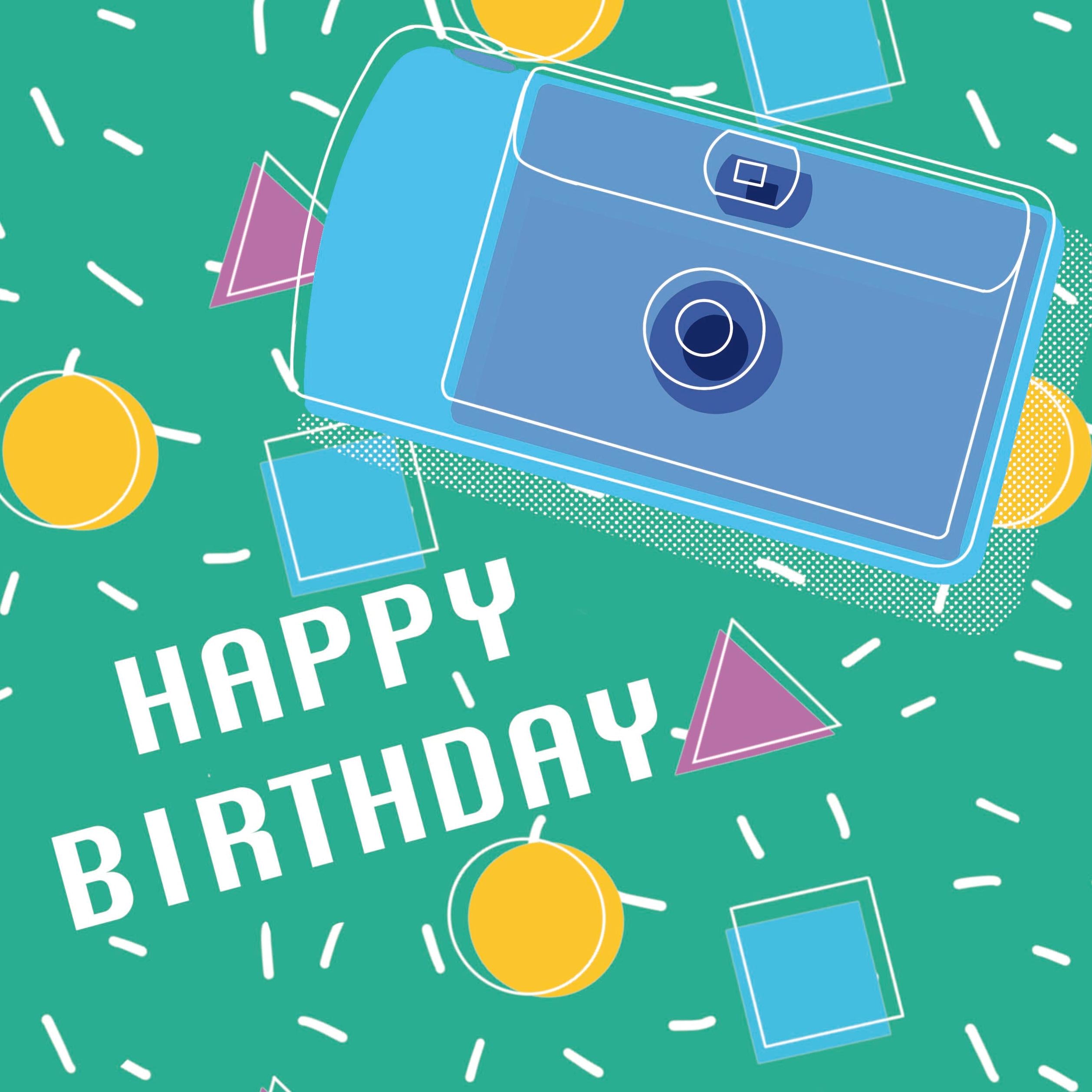 Happy Birthday Blue Camera Confetti-exploding Greetings Card – Boomf