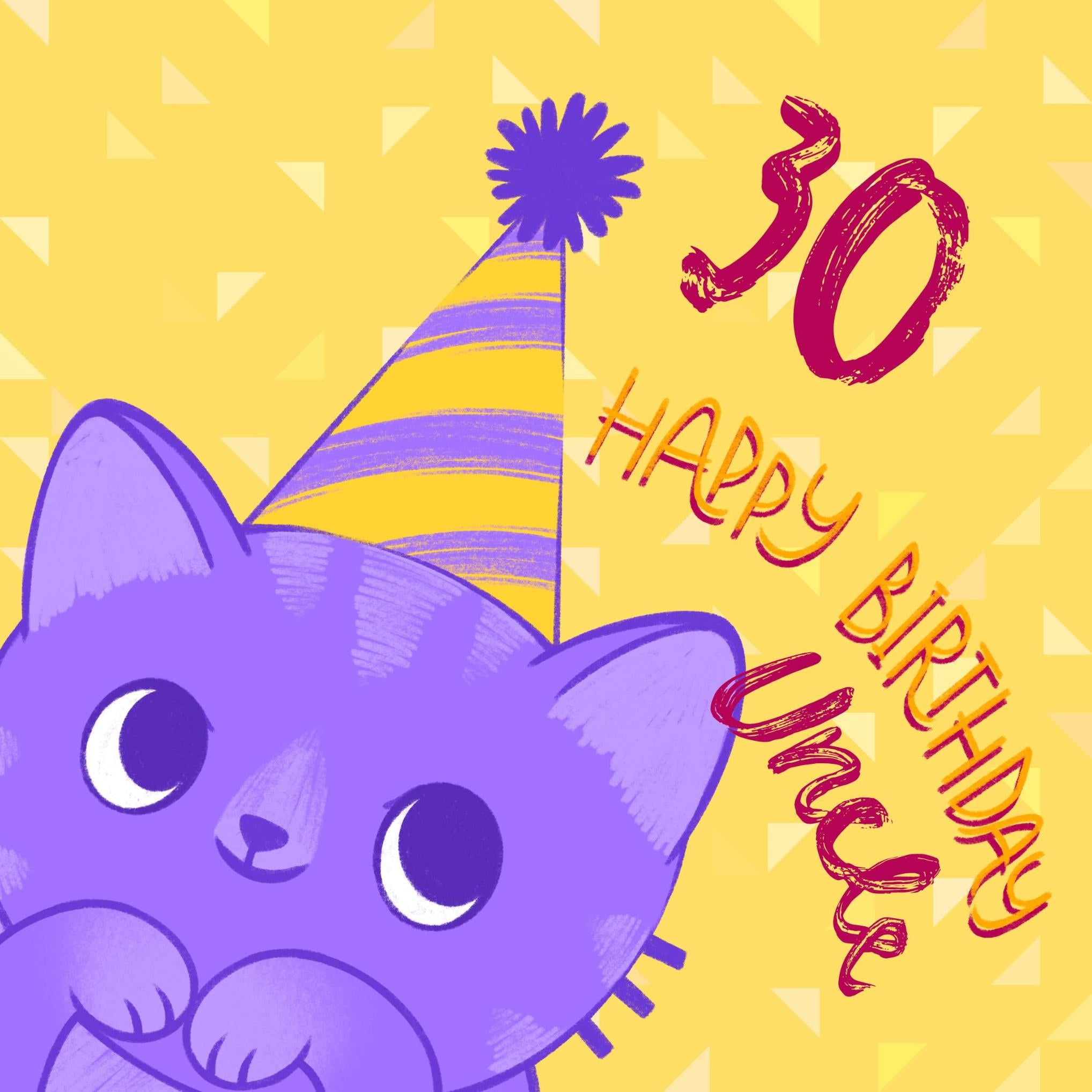 Happy 30th Birthday Cute Cat Uncle Confetti-exploding Greetings Card ...
