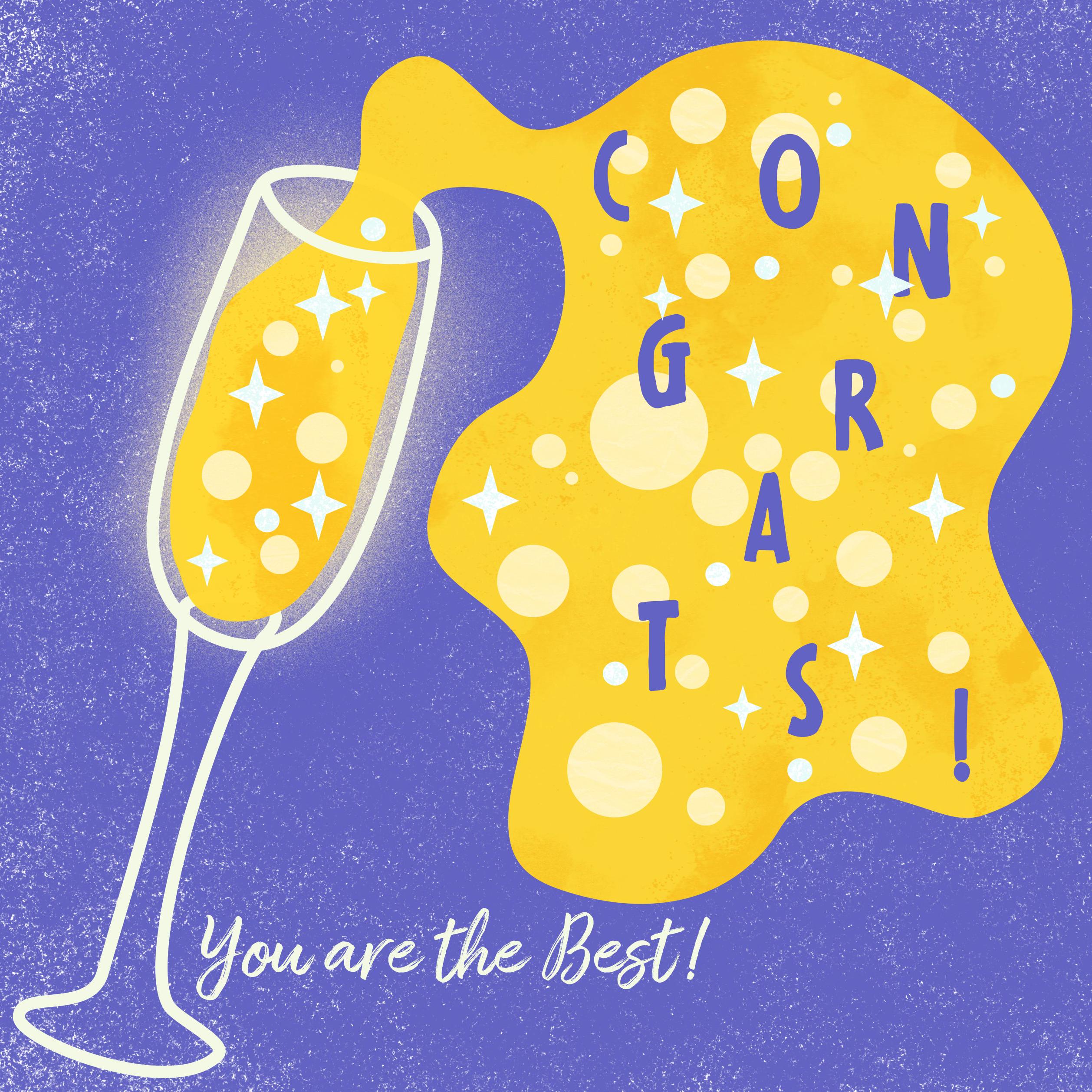 Congratulations Golden Champagne You're The Best Confetti-exploding Gr ...