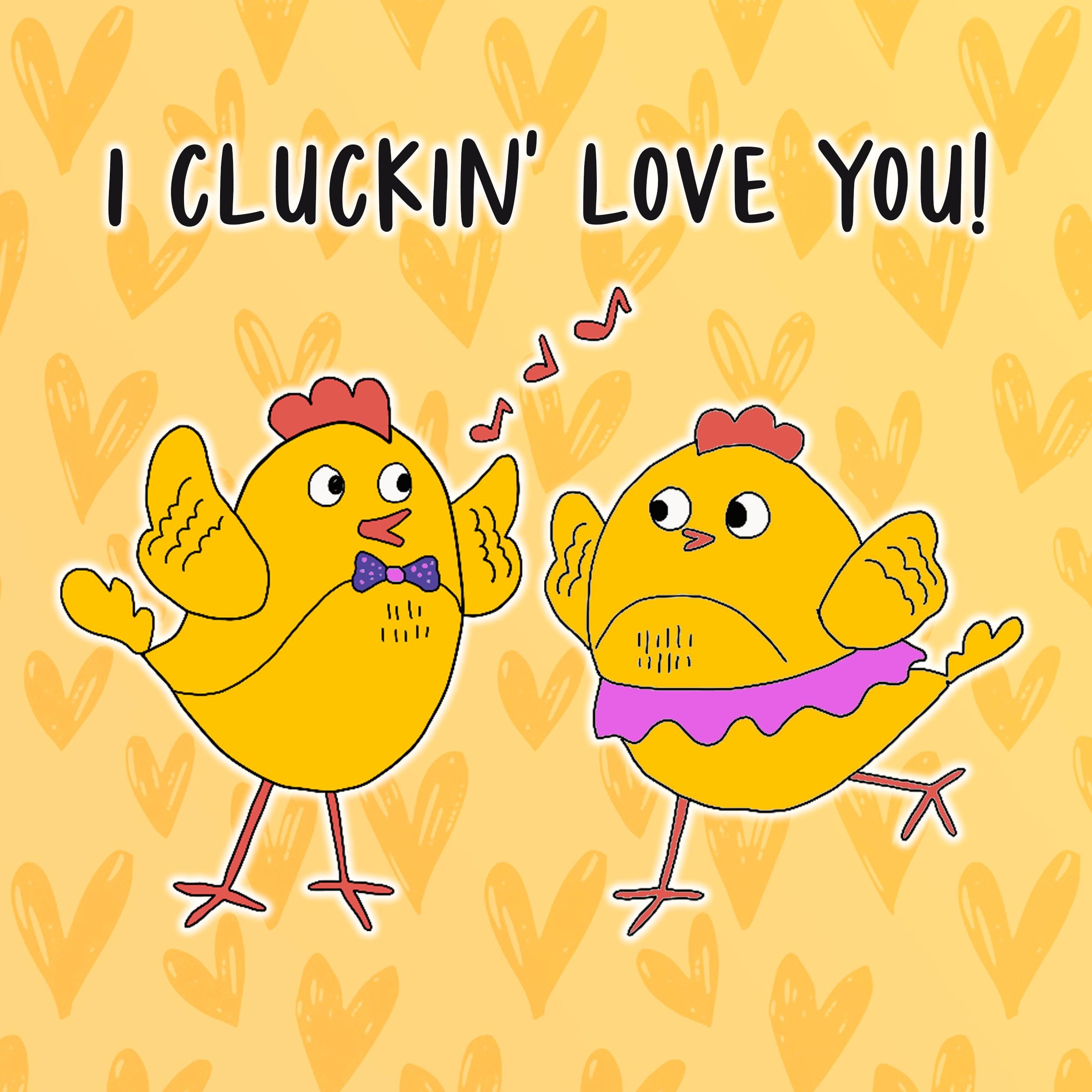 I Cluckin' Love You Cute Chickens Valentine's Day Confetti-exploding G ...