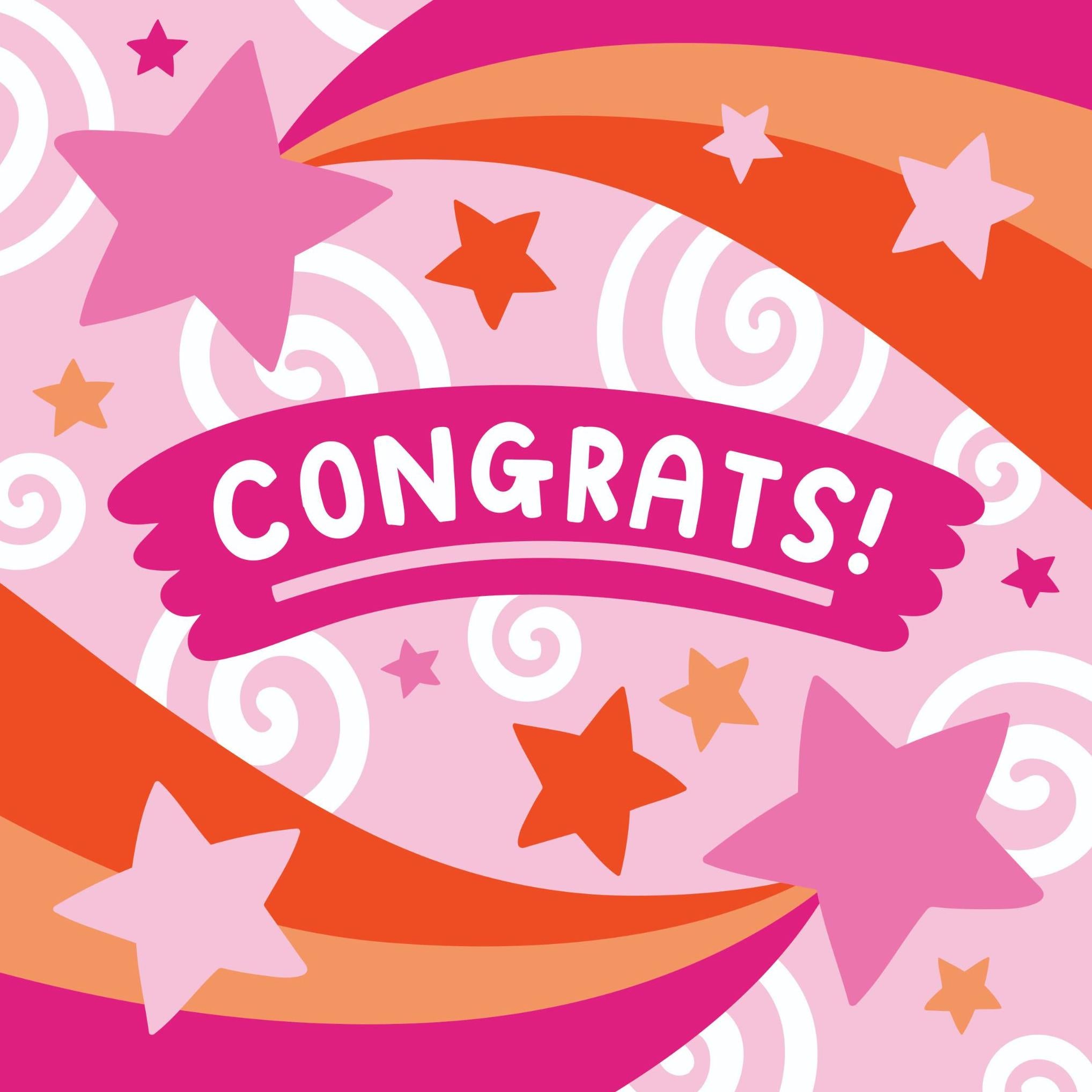 Congrats Pink Stars Confetti-exploding Greetings Card – Boomf