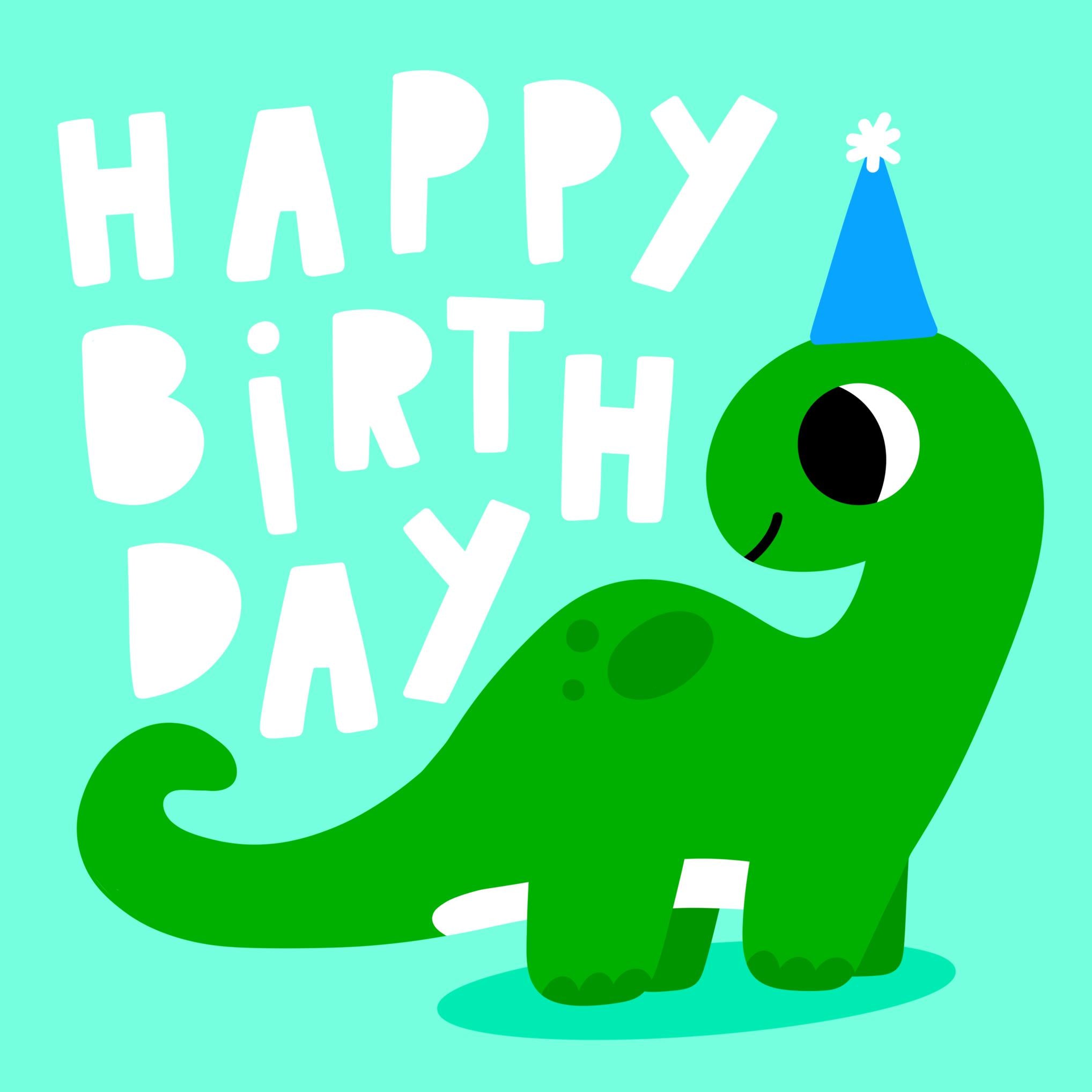 Cute Green Dino Birthday Confetti-exploding Greetings Card – Boomf