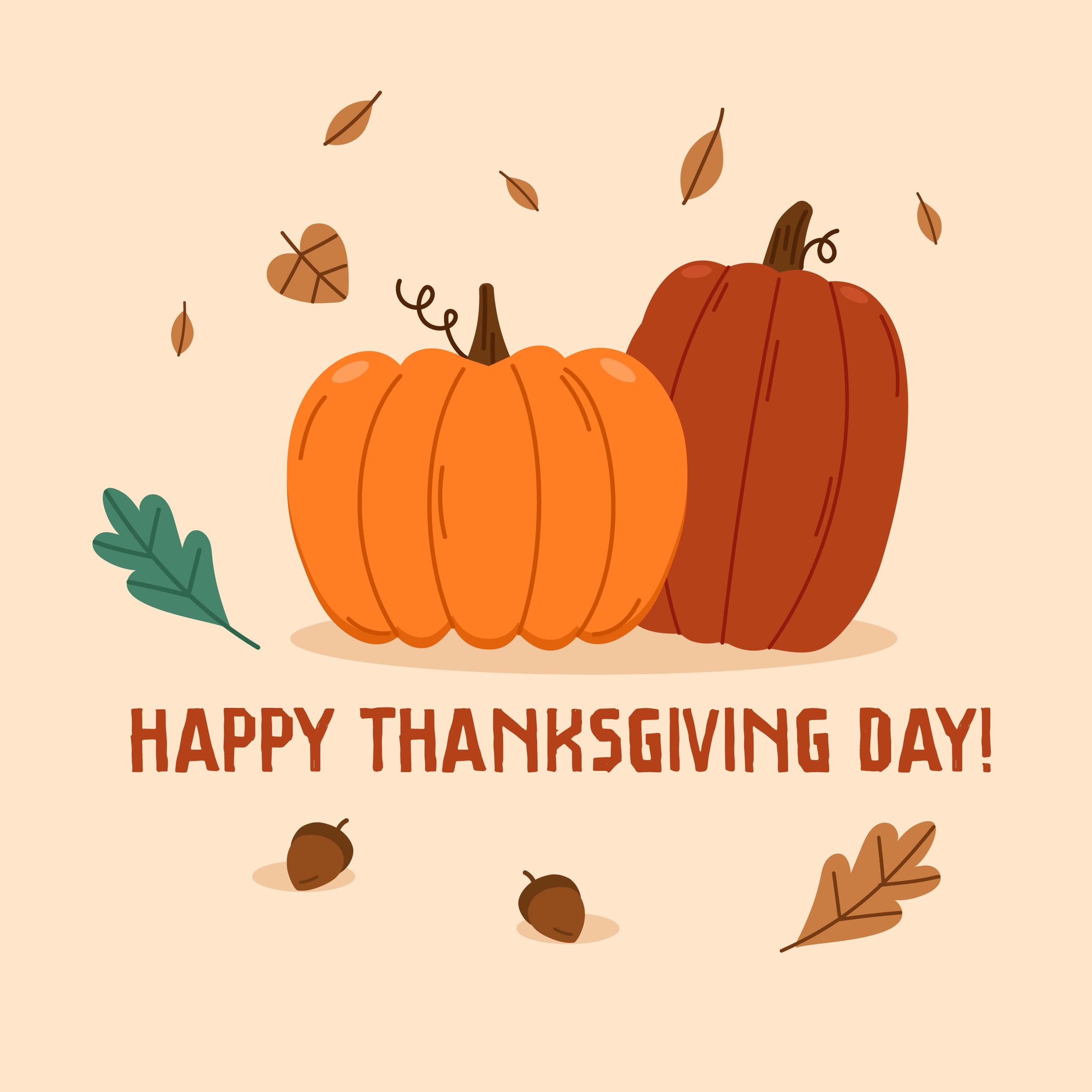 Happy Thanksgiving Huge Pumpkins And Falling Leaves Confetti-exploding ...