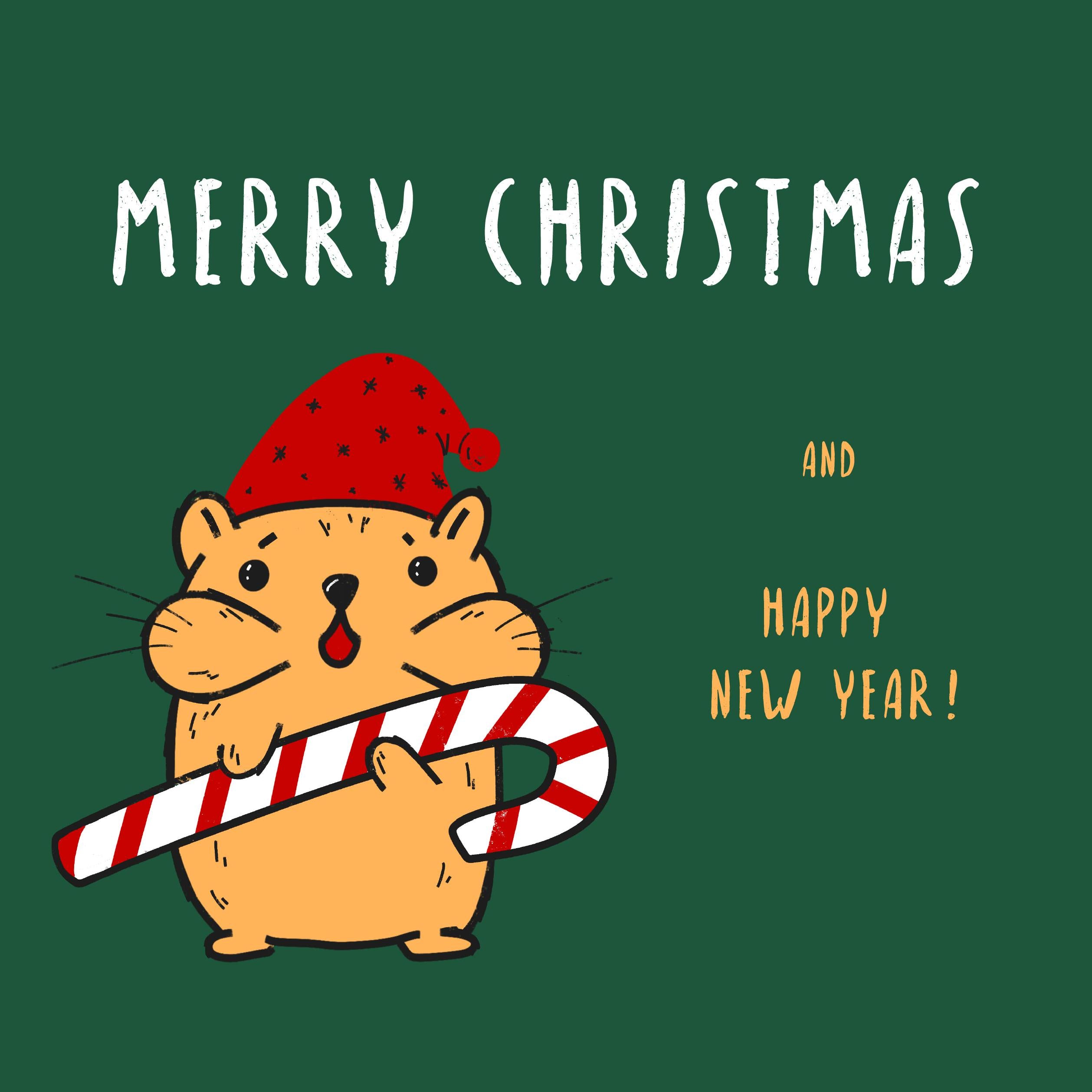 Green Themed Cute Hamster Merry Christmas Confetti-exploding Greetings ...