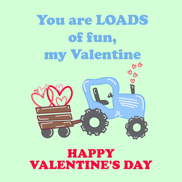 Blue Tractor Happy Valentine's Day Confetti-exploding Greetings Card – Boomf