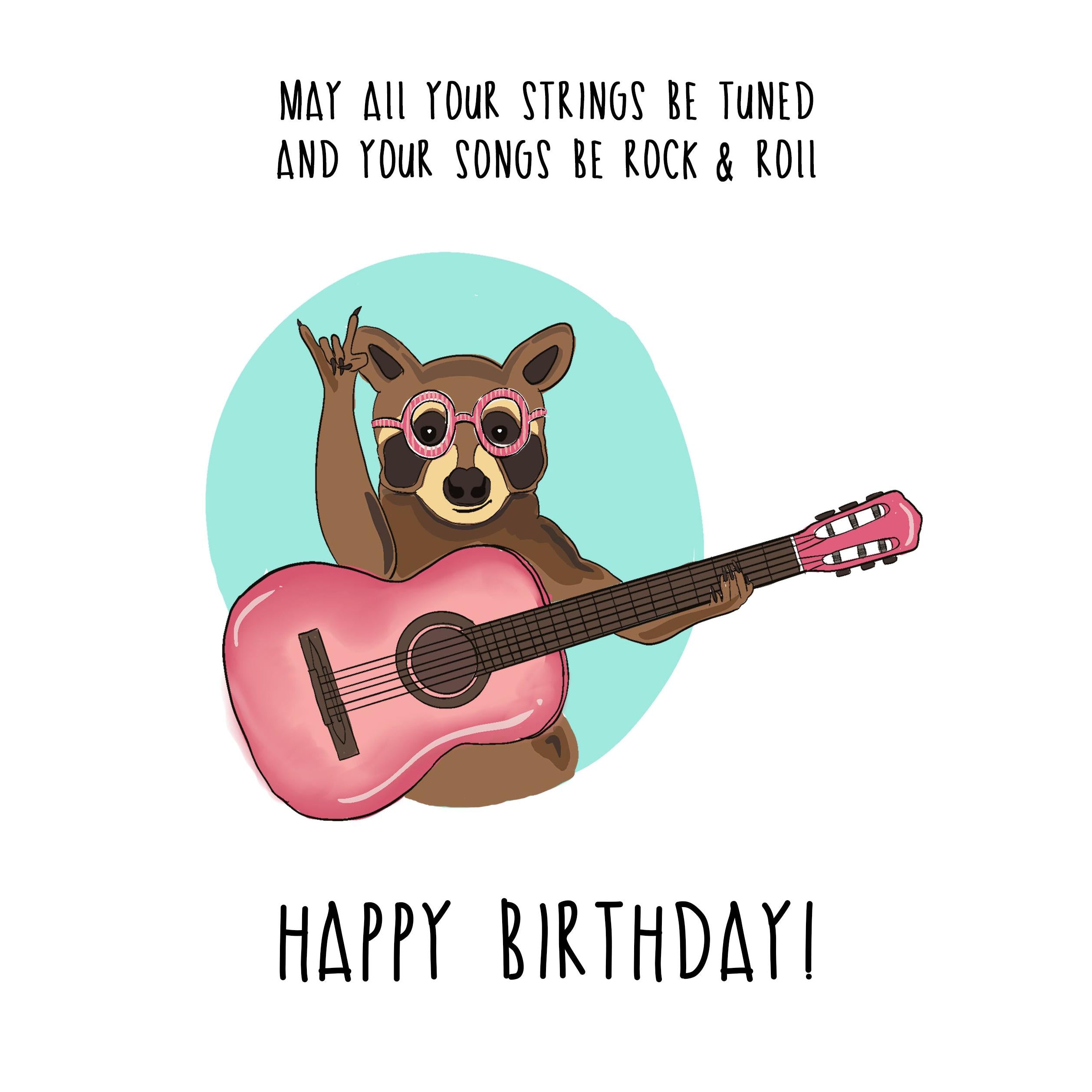 Happy Birthday May All Your Strings Be Tuned Confetti-exploding Greeti ...