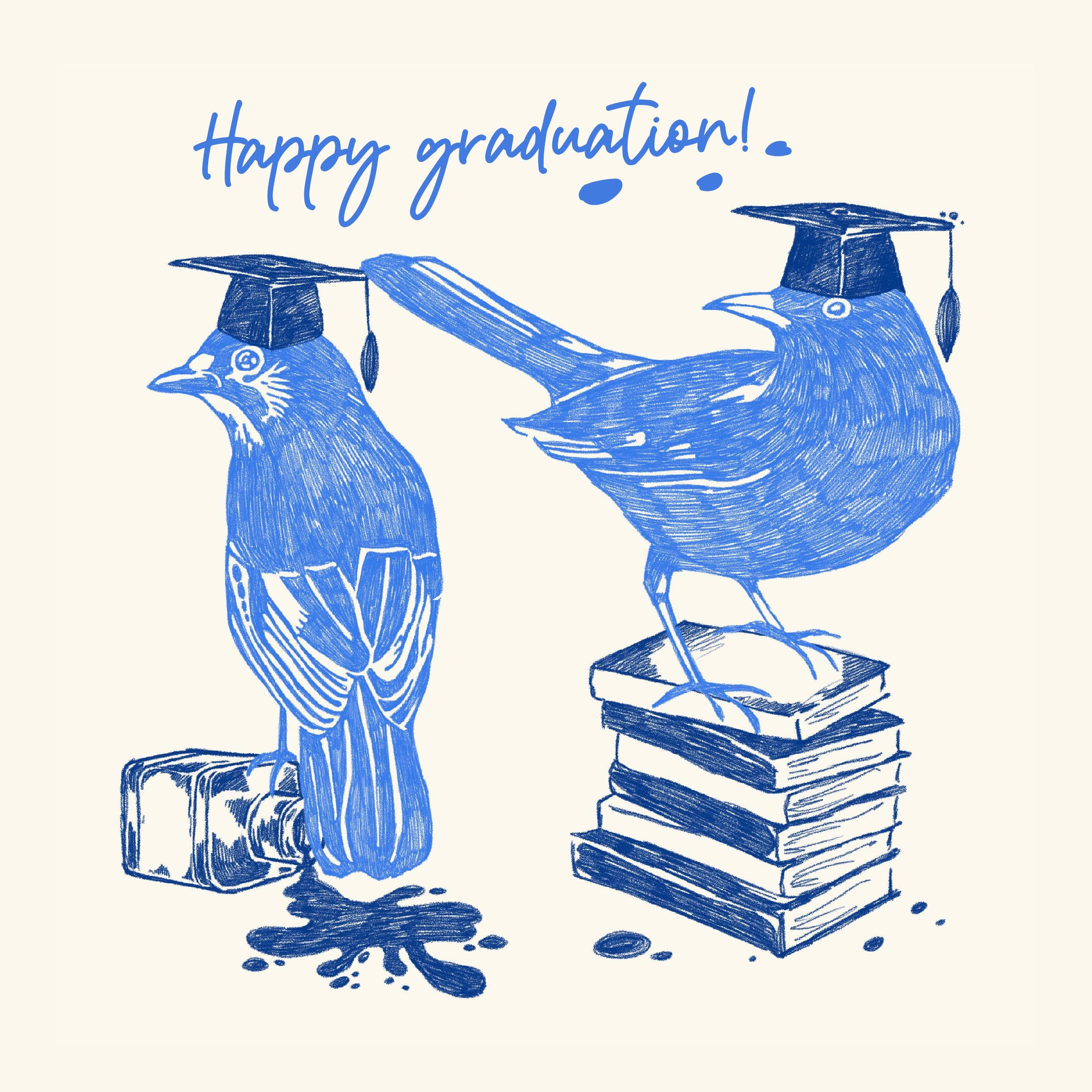 Smart Blue Birds Graduation Confetti-exploding Greetings Card – Boomf