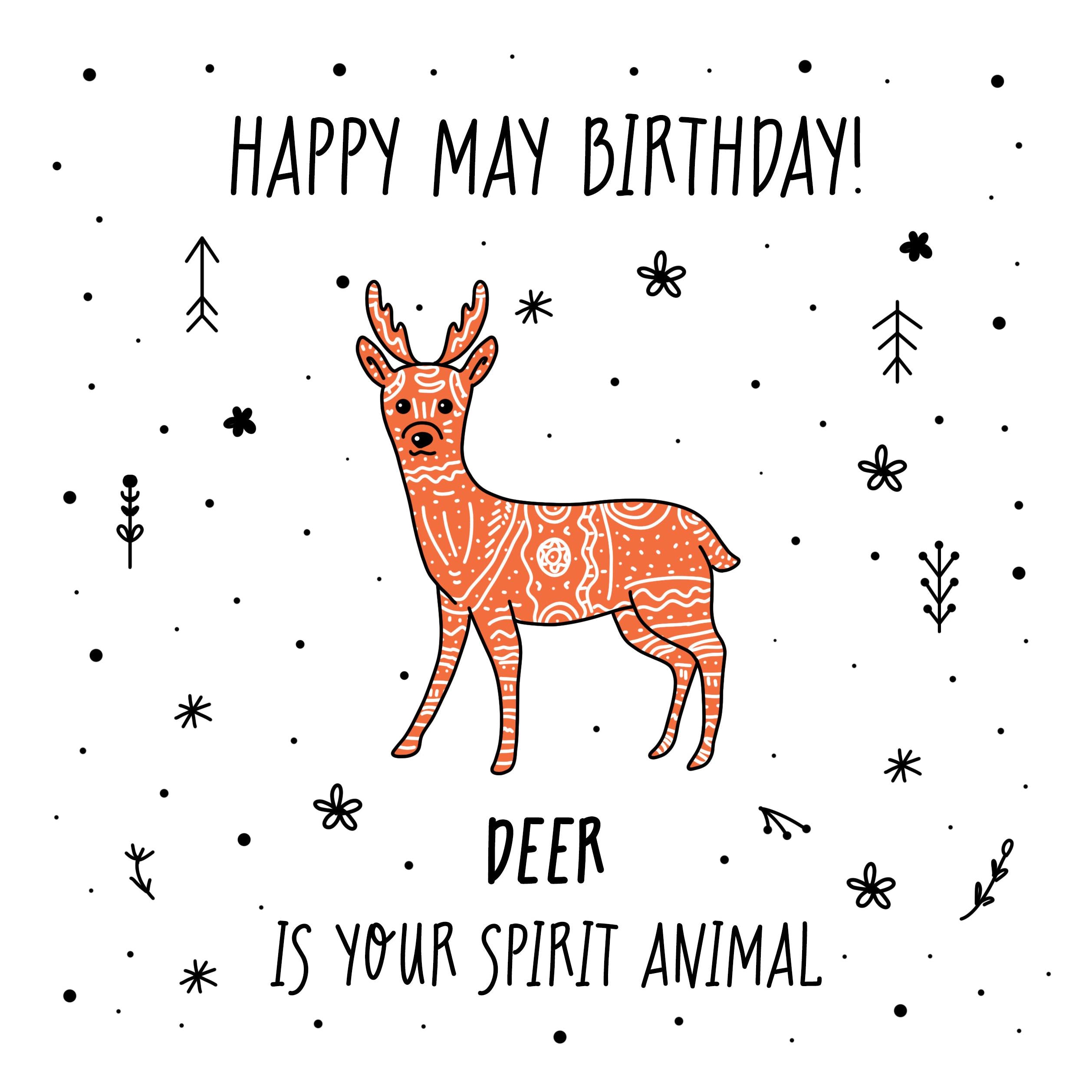 Spirit Animal Happy May Birthday Confetti-exploding Greetings Card – Boomf